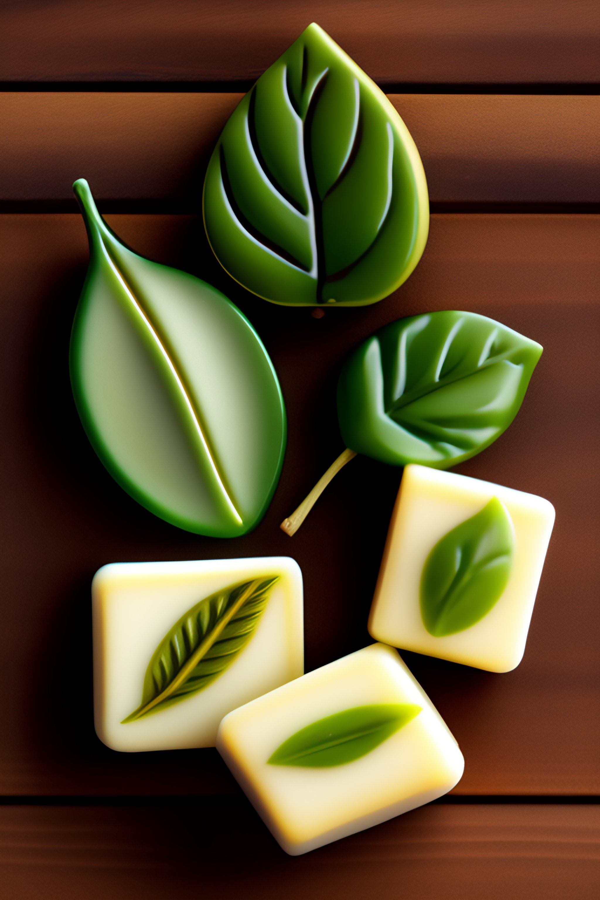 Lexica - A bunch of block soaps in front of an olive leaf