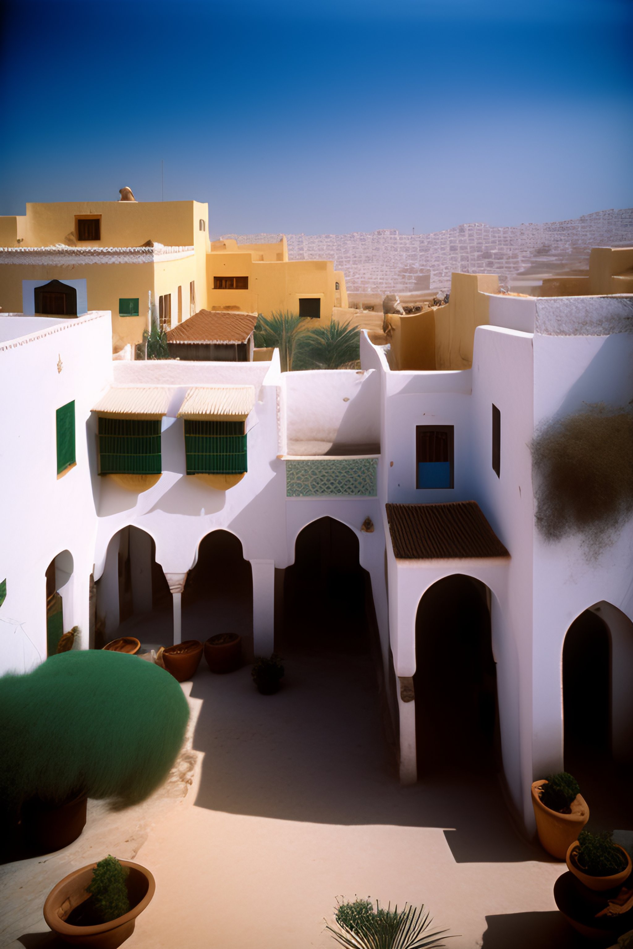 Lexica - Photograph of Tangier morocco homes taken with portra 400