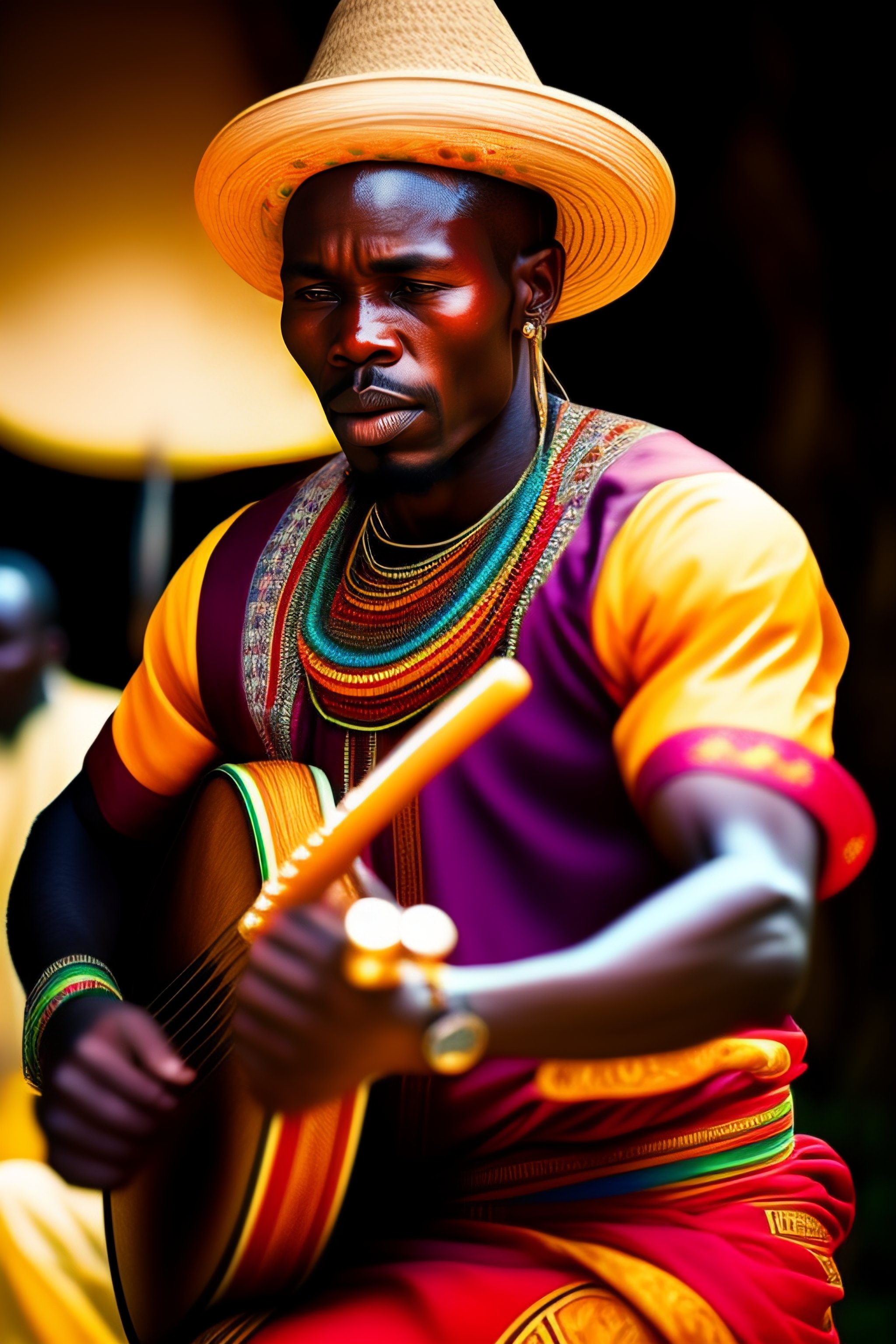 Lexica - Capture a close-up shot of a musician playing a traditional ...