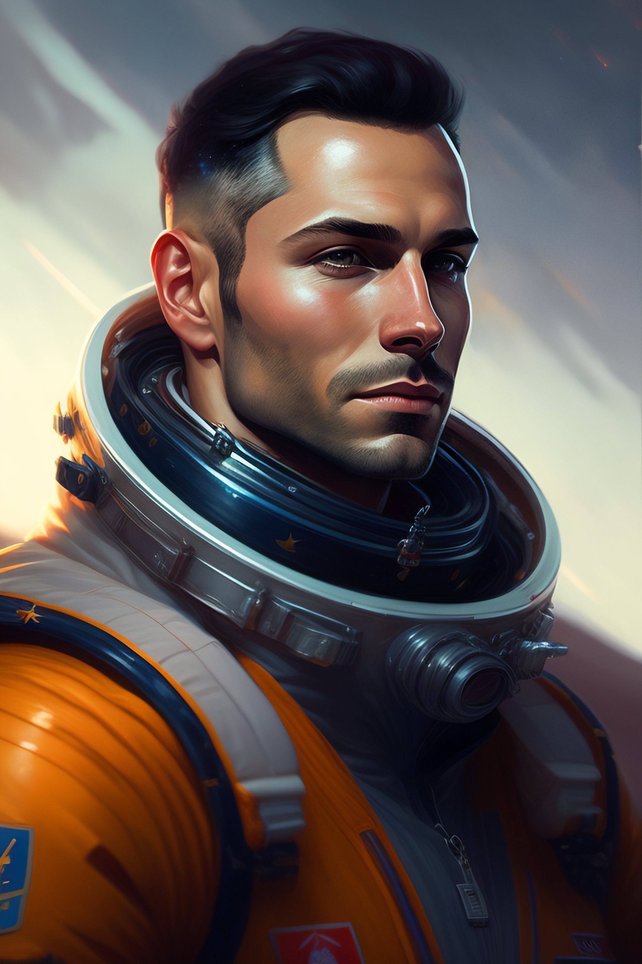 Lexica - Portrait of cosmonaut Gagarin by Greg Rutkowski, young, manly ...
