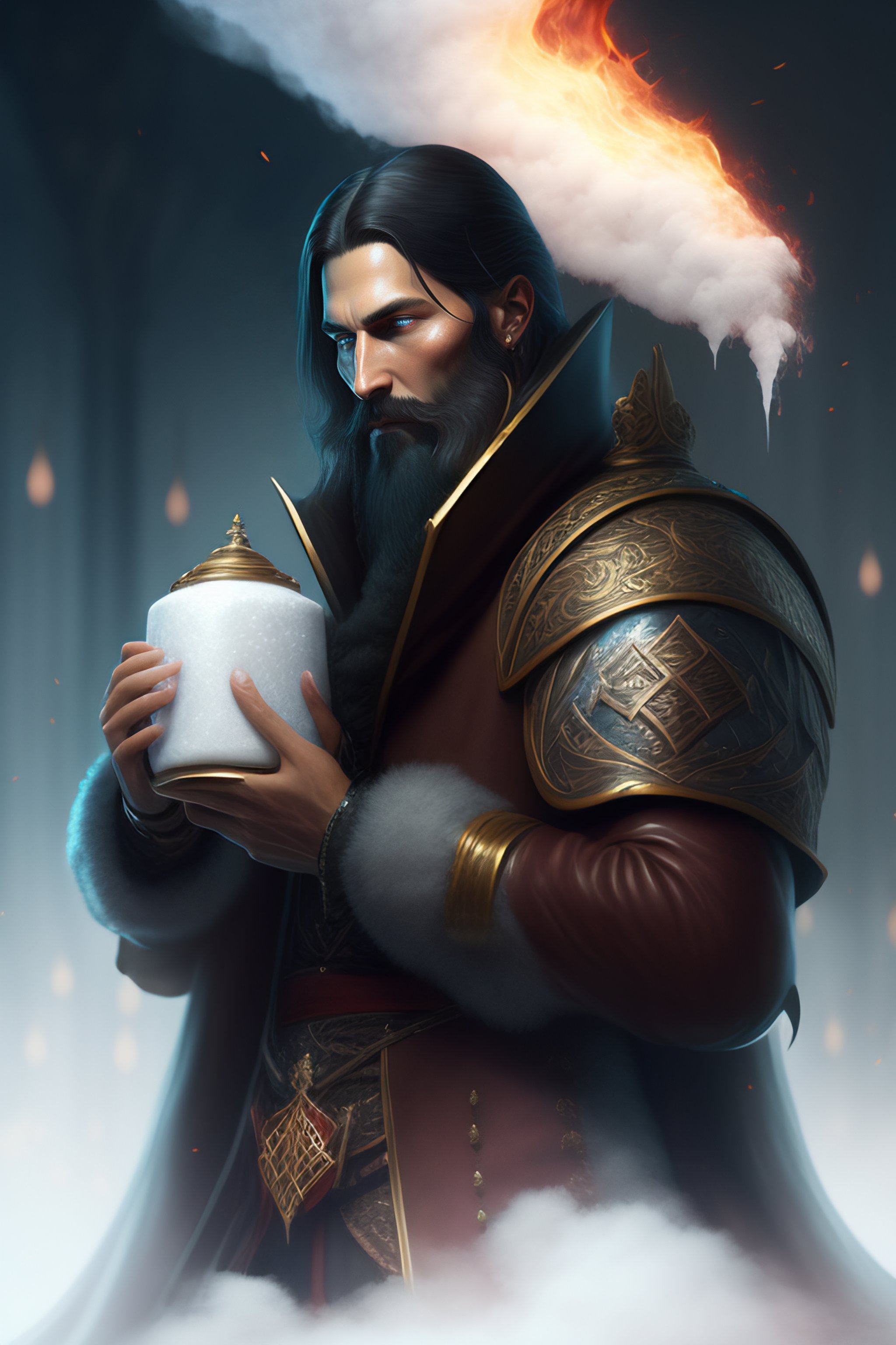 Lexica - Rasputin holding a leather pouch of white powder, necromancer ...