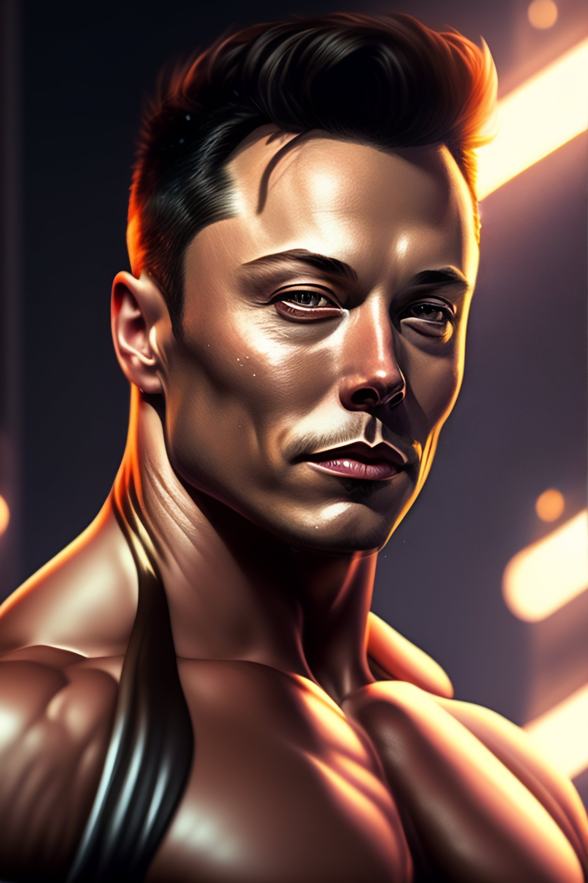 Lexica - Bodybuilder elon musk shortless, realistic portrait ...