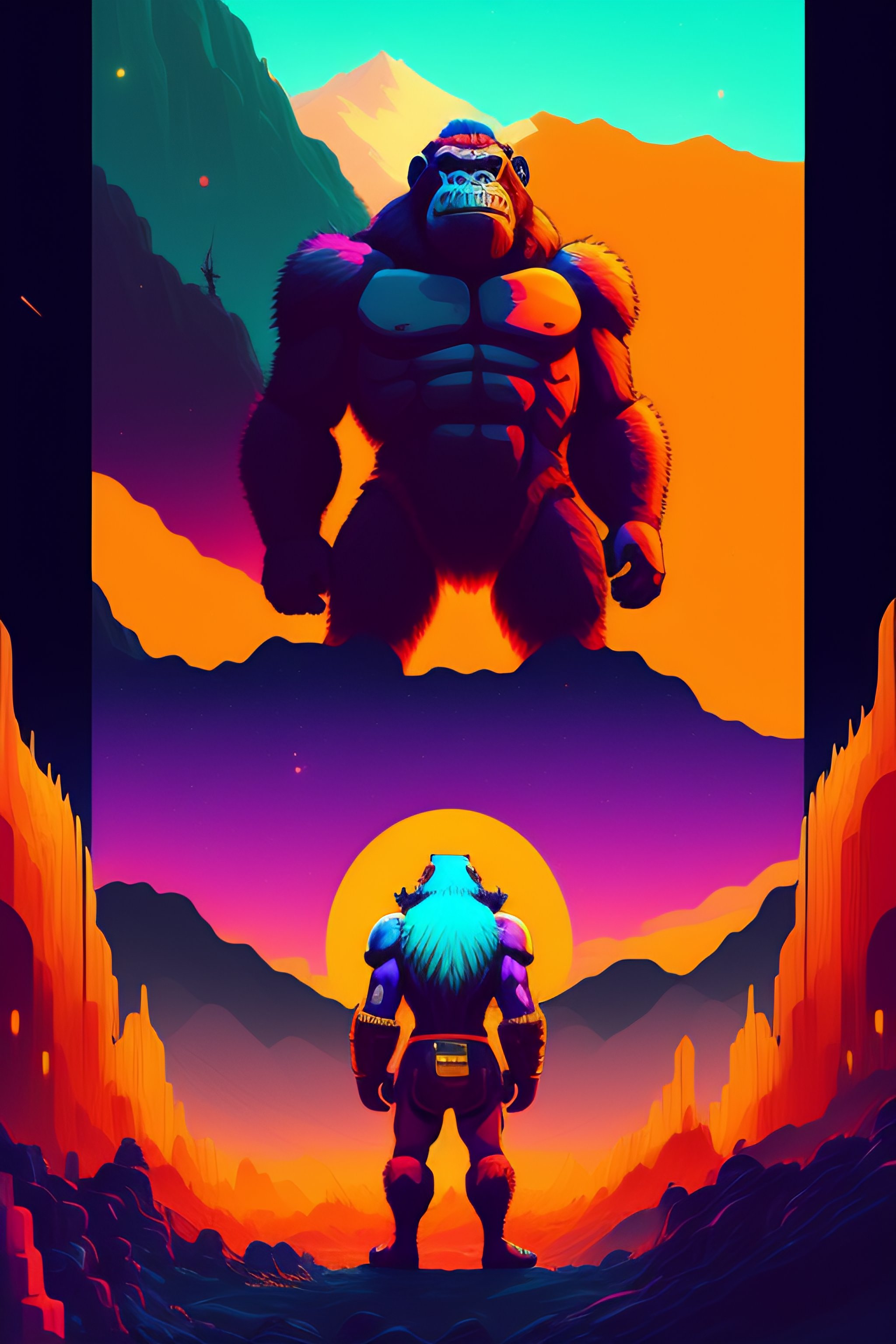 Lexica - Photo of a huge savage gorila monster in the space, style of ...
