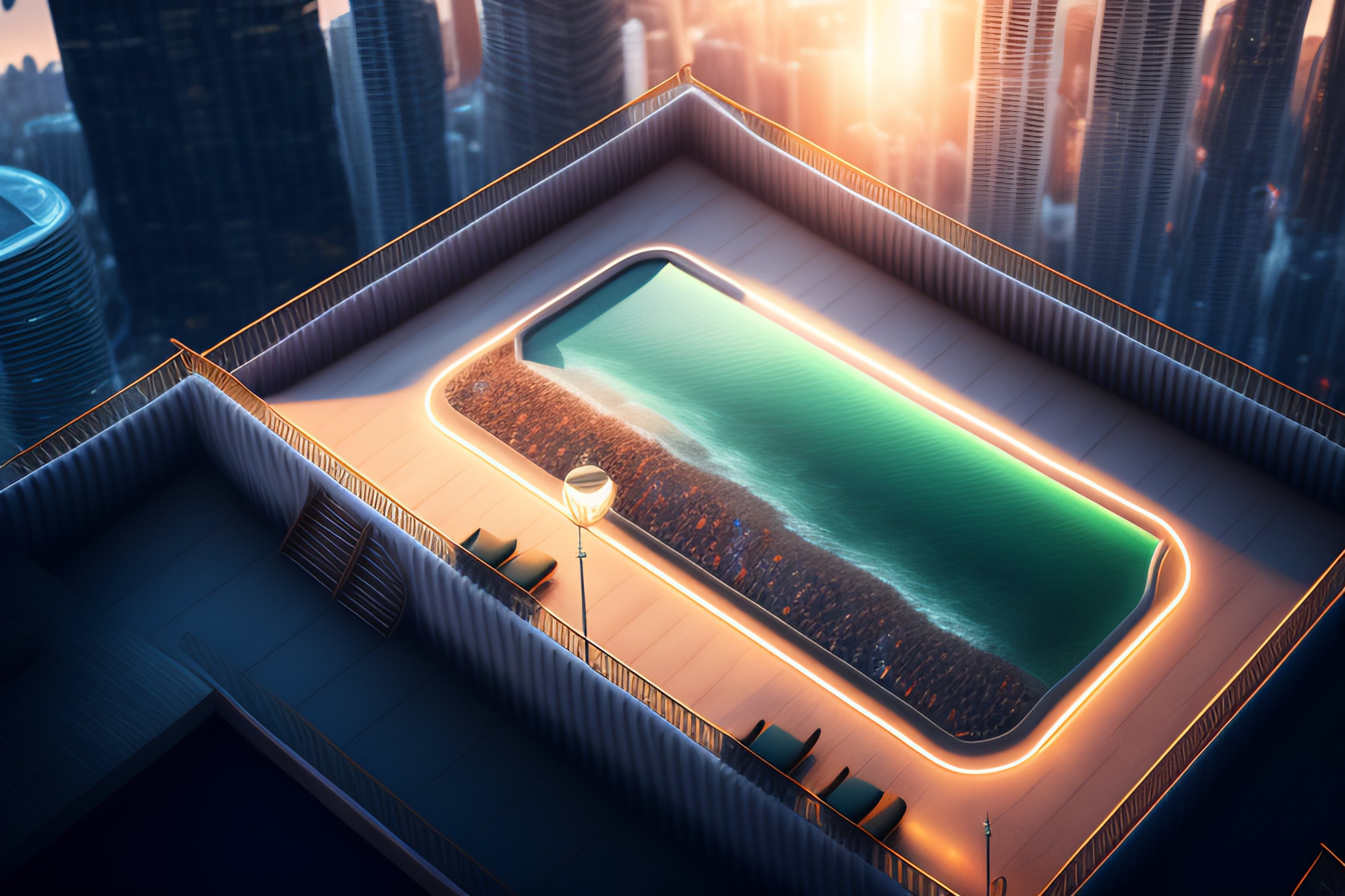 Lexica - Movie stage on the roof of a skyscraper, artstation, floor ...