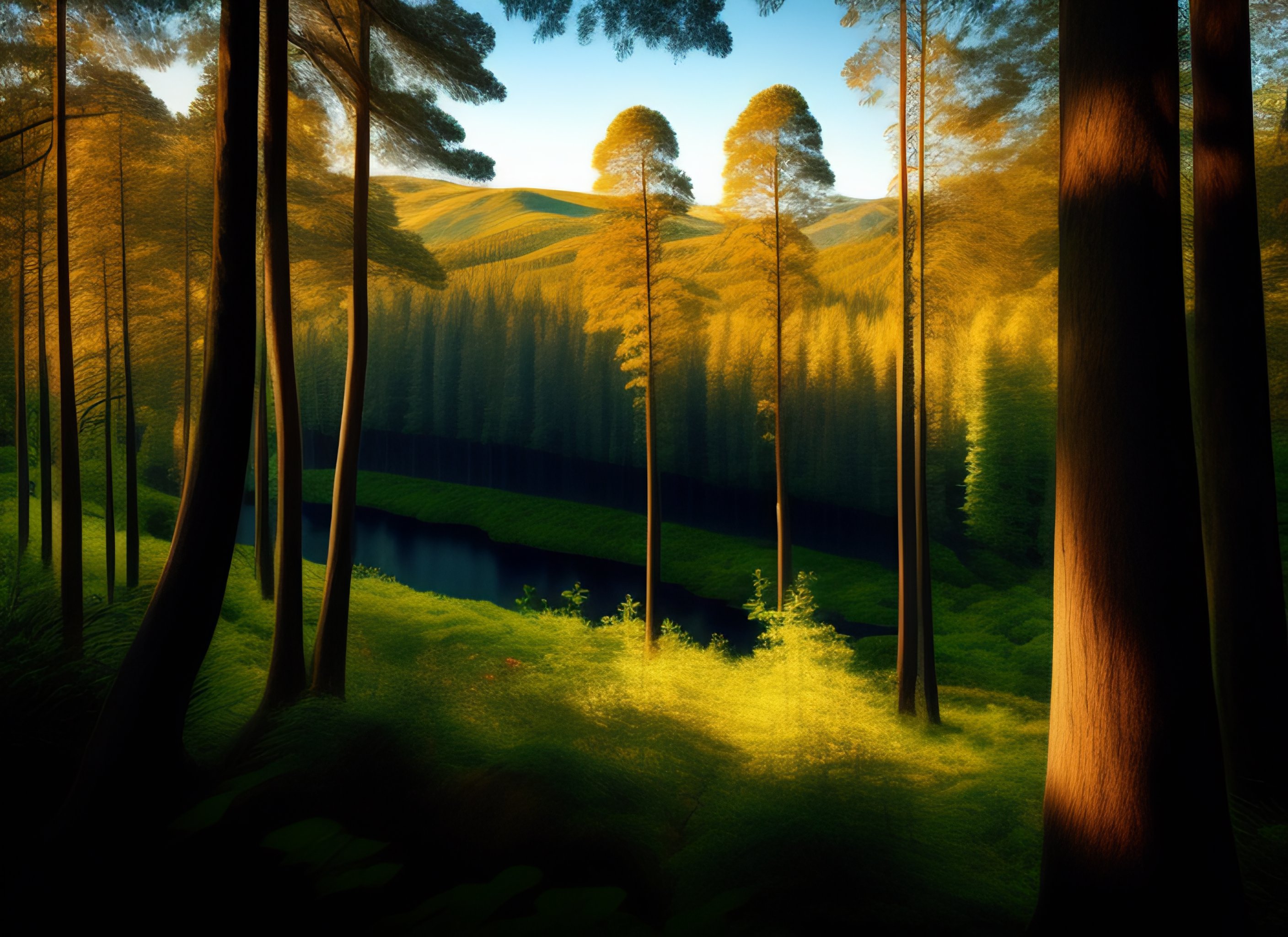 Lexica - Down view of a forest , hyper realism