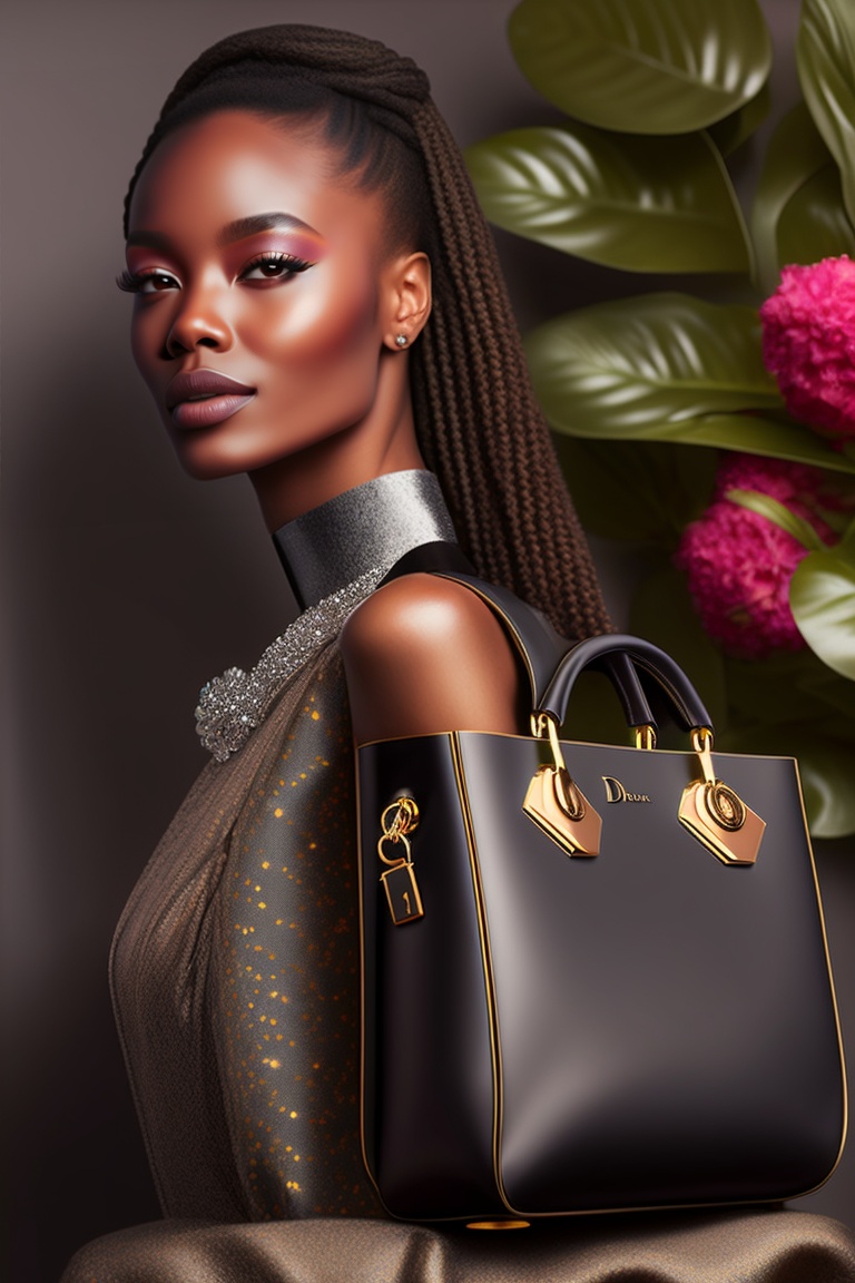 Lexica - Realistic woman with black lady dior bag, advertising campain ...