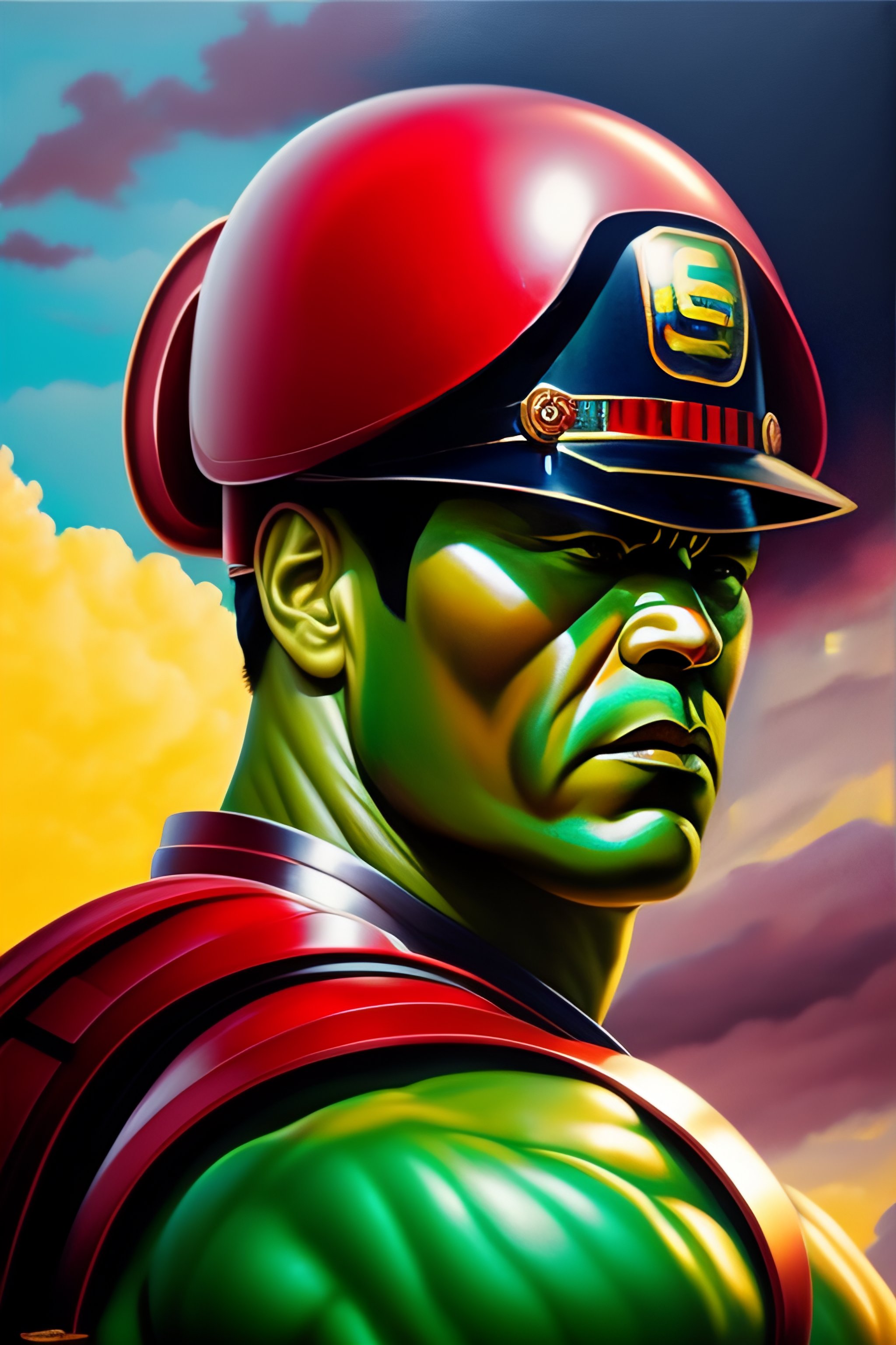 Lexica - Oil painting,hulk with samurai armor and cyber building ...