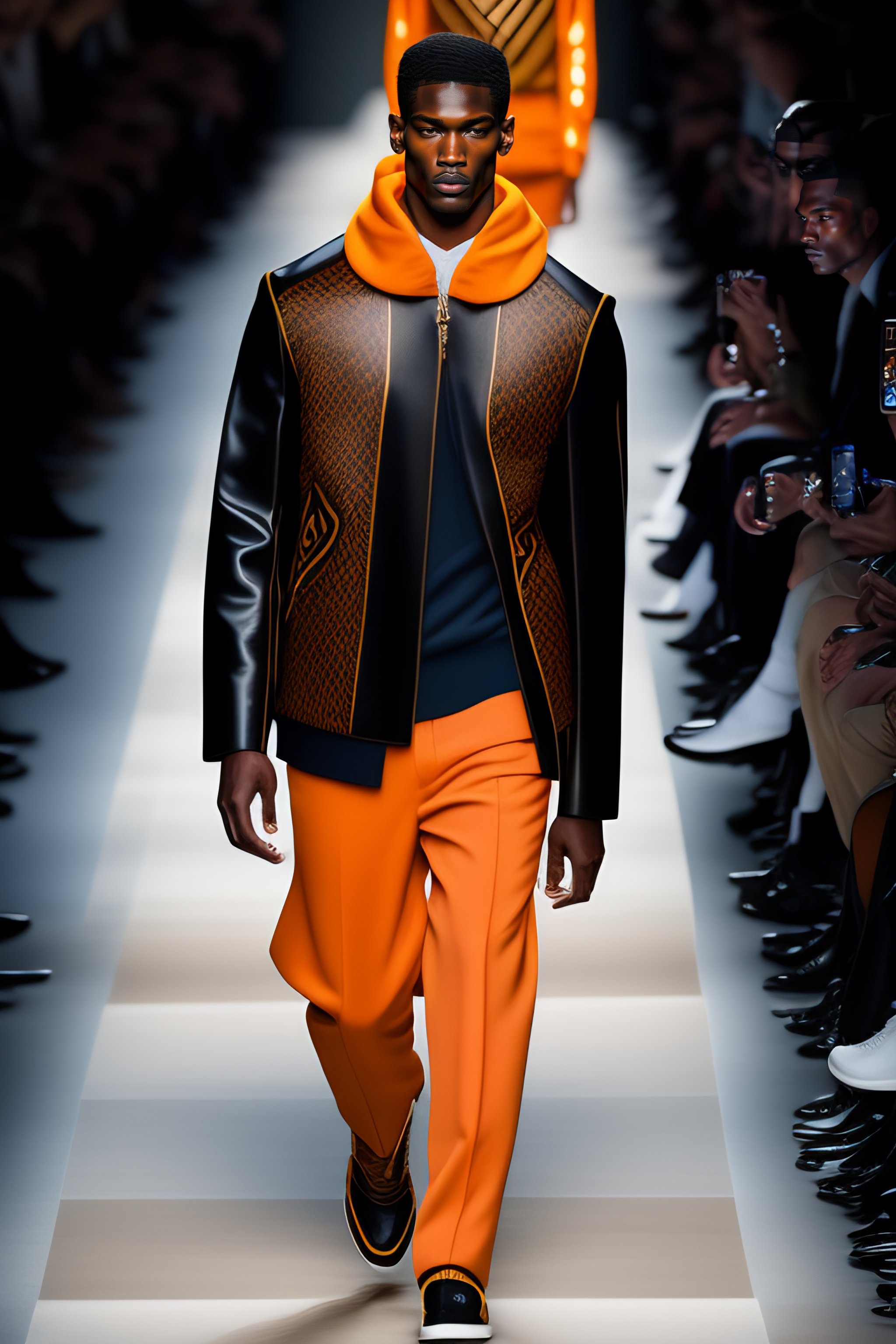 Lexica - Male model walking dow the catwalk, fashion, louis vuitton ...