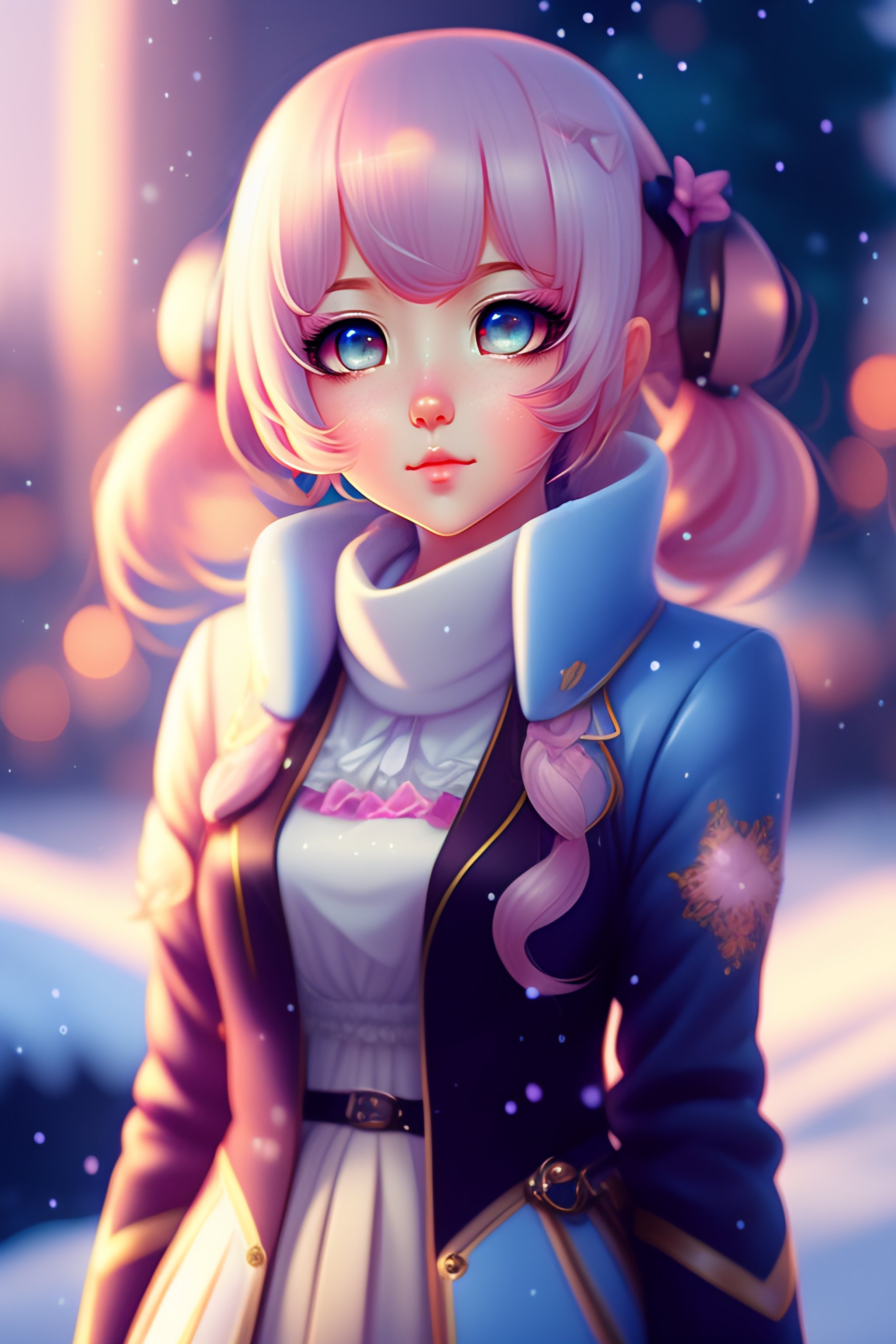 Lexica - Anime,Rabbit ears,light blue hair,pink eyes,Bob,wide angle ...