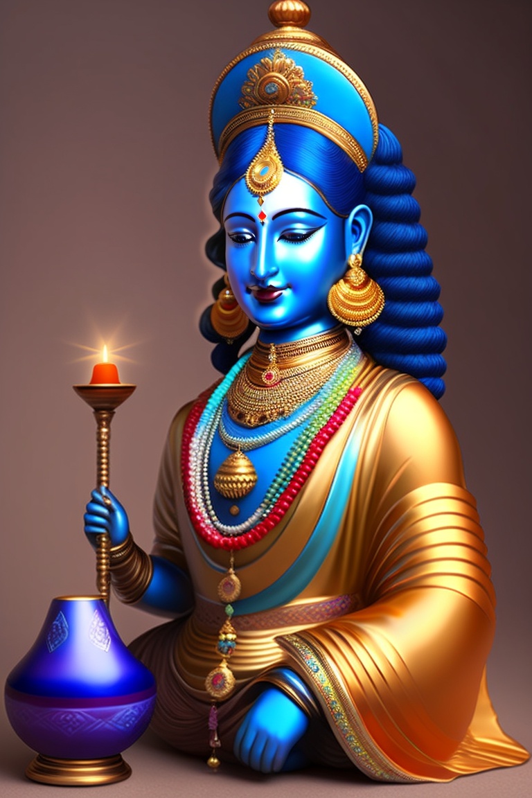 Lexica - A traditional beautiful lord krishna with bansuri, chakra and ...