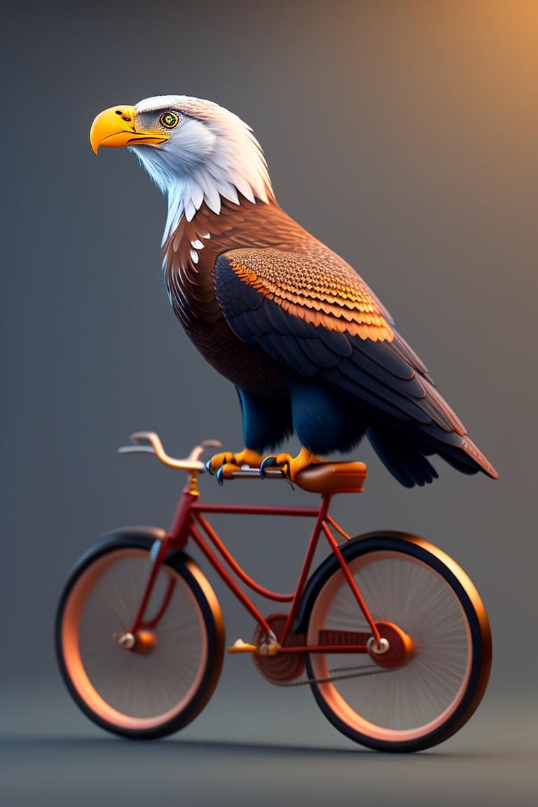 Lexica - An Eagle riding a bicycle, studio lighting, quality ...