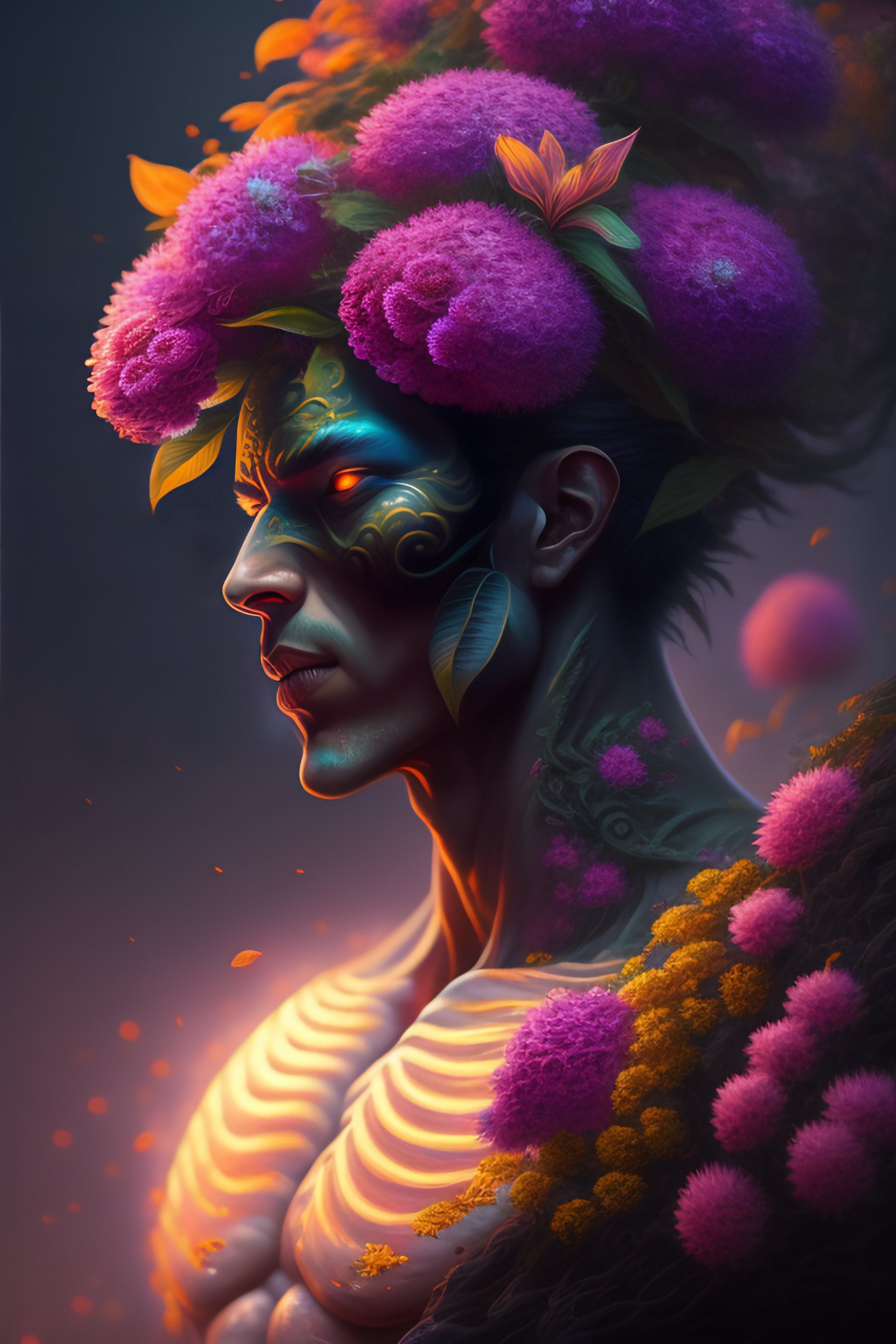 Lexica - Zombie with flowers sprouting out of his body, in the style of ...