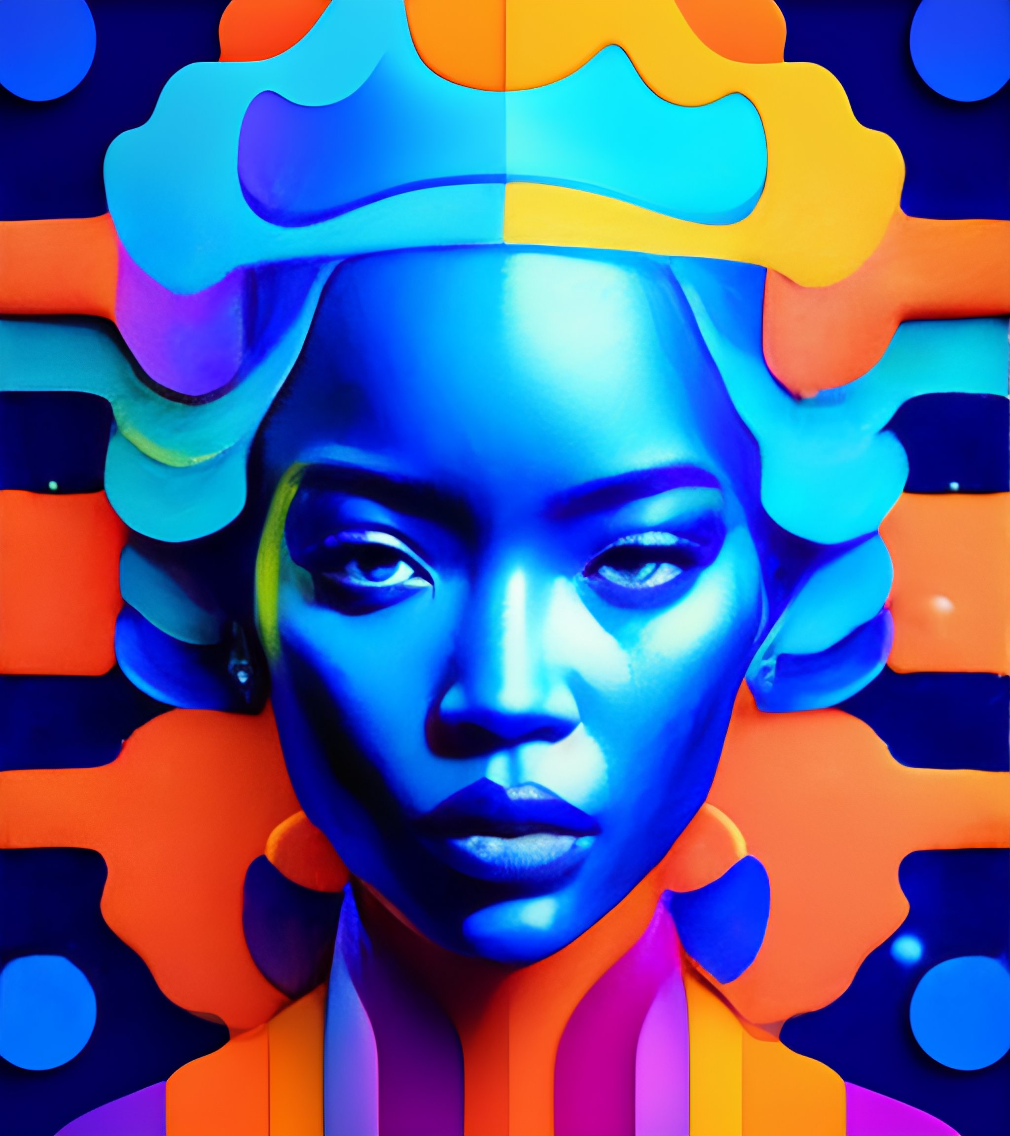 Lexica - 2d blue avatar psychedelic, 2d flat