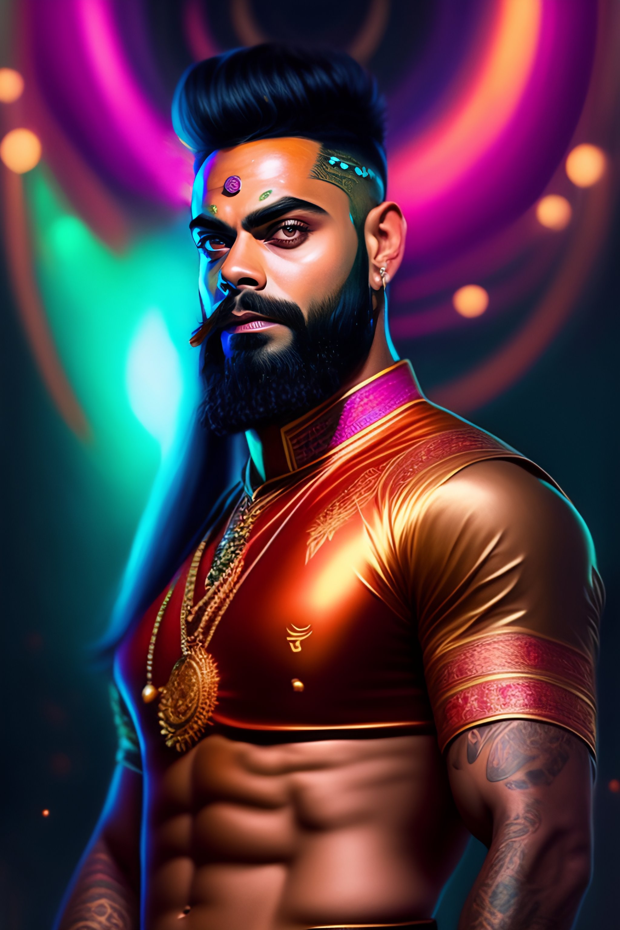 Lexica - Full body portrait of Virat Kohli phenomenon by mandy jurgens, cartoon, oil painting ...