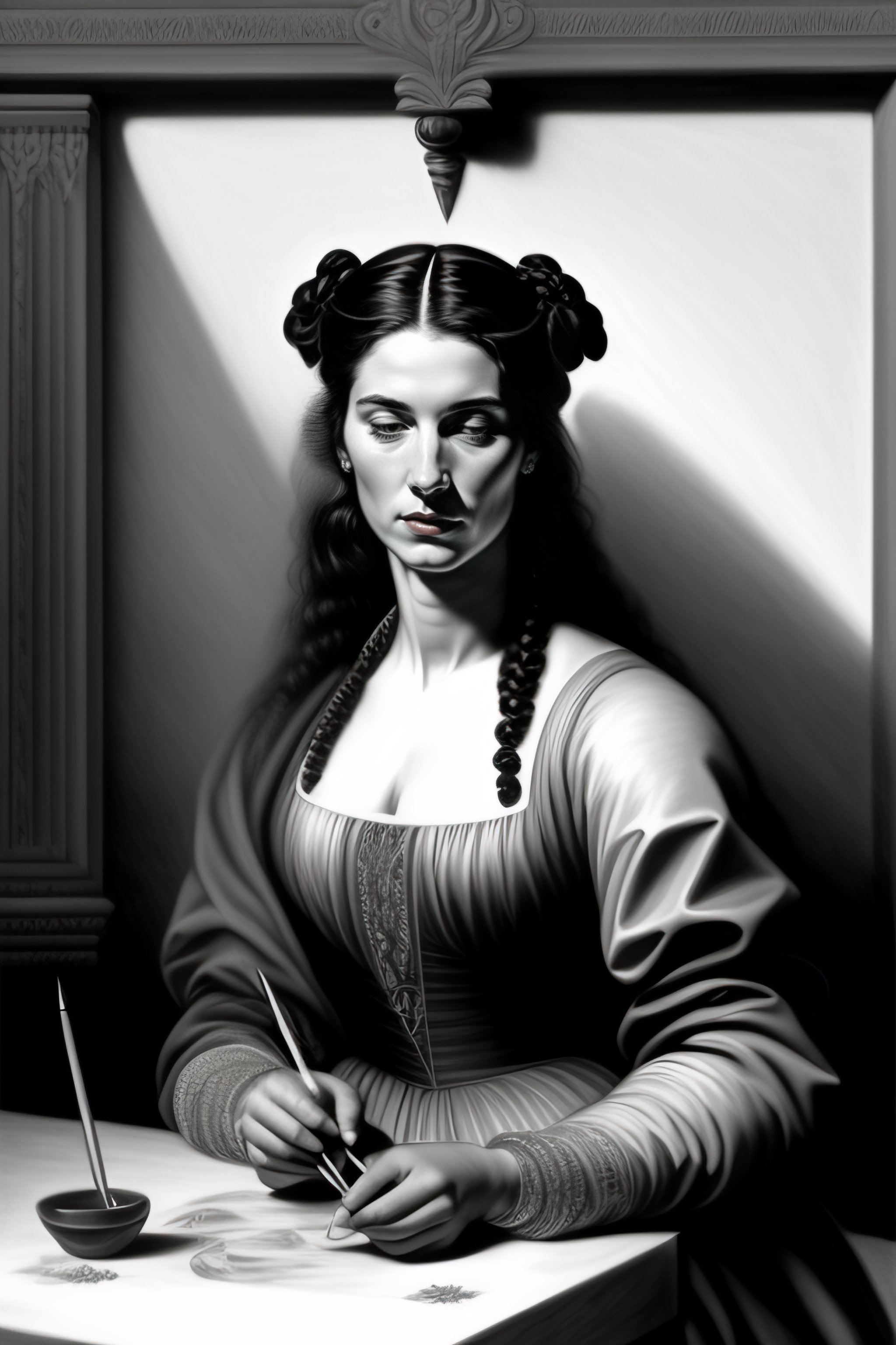 Lexica - Pencil sketch by caravaggio depicting an artist making a ...