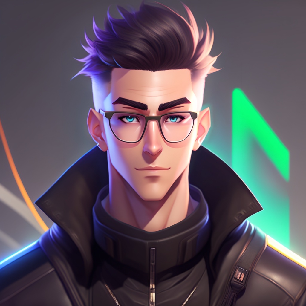 Lexica - An abstract male gamer anime character dressed in all black ...