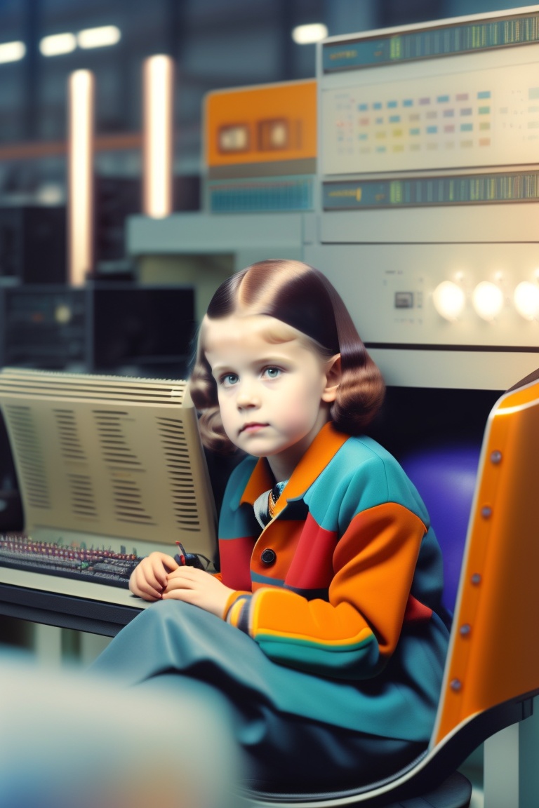 Lexica - A Soviet girl sitting in a chair in front of a colorful soviet ...