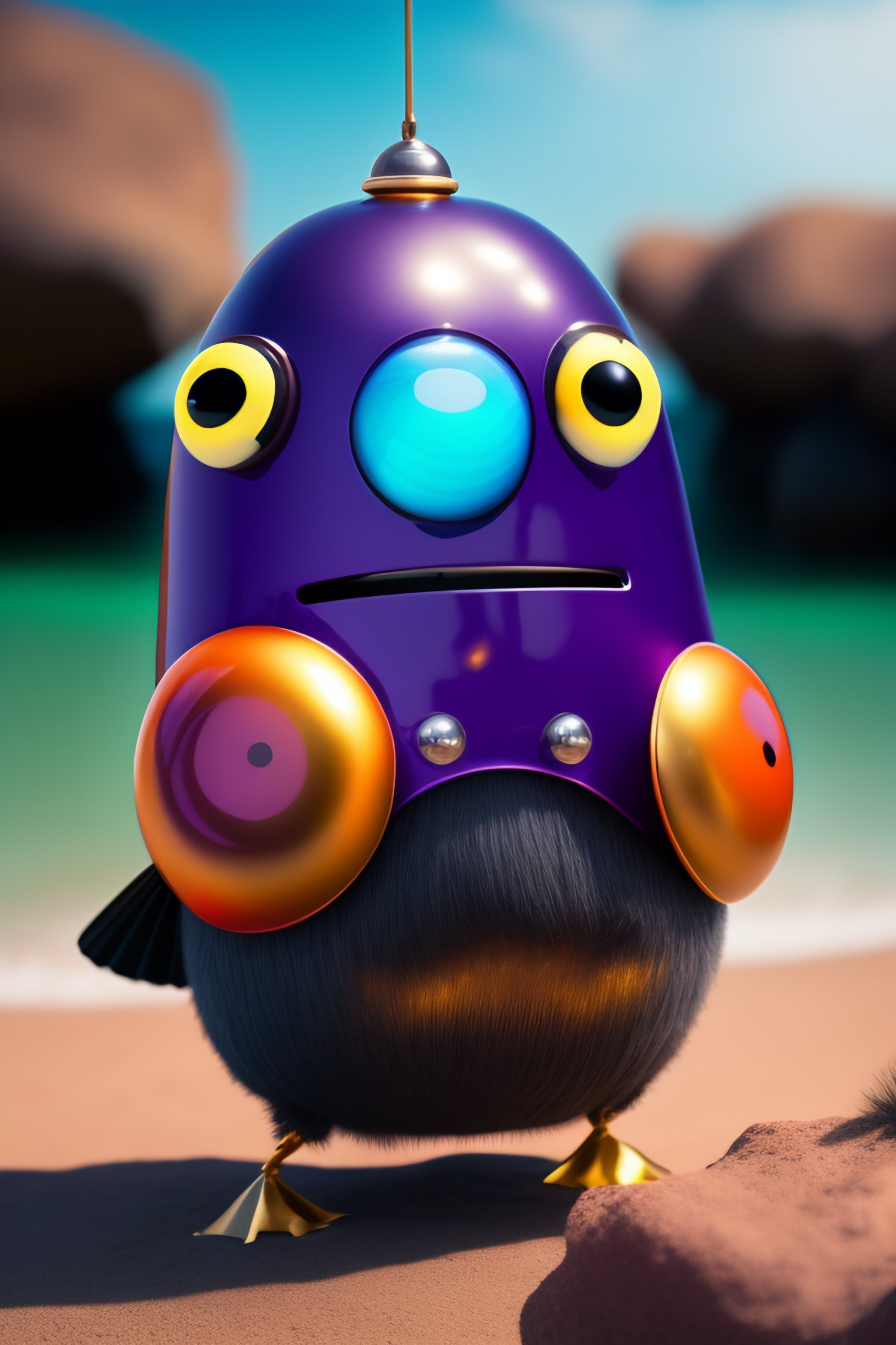 Lexica - Robot mussel with googly eyes, buff, galaxy, the movie
