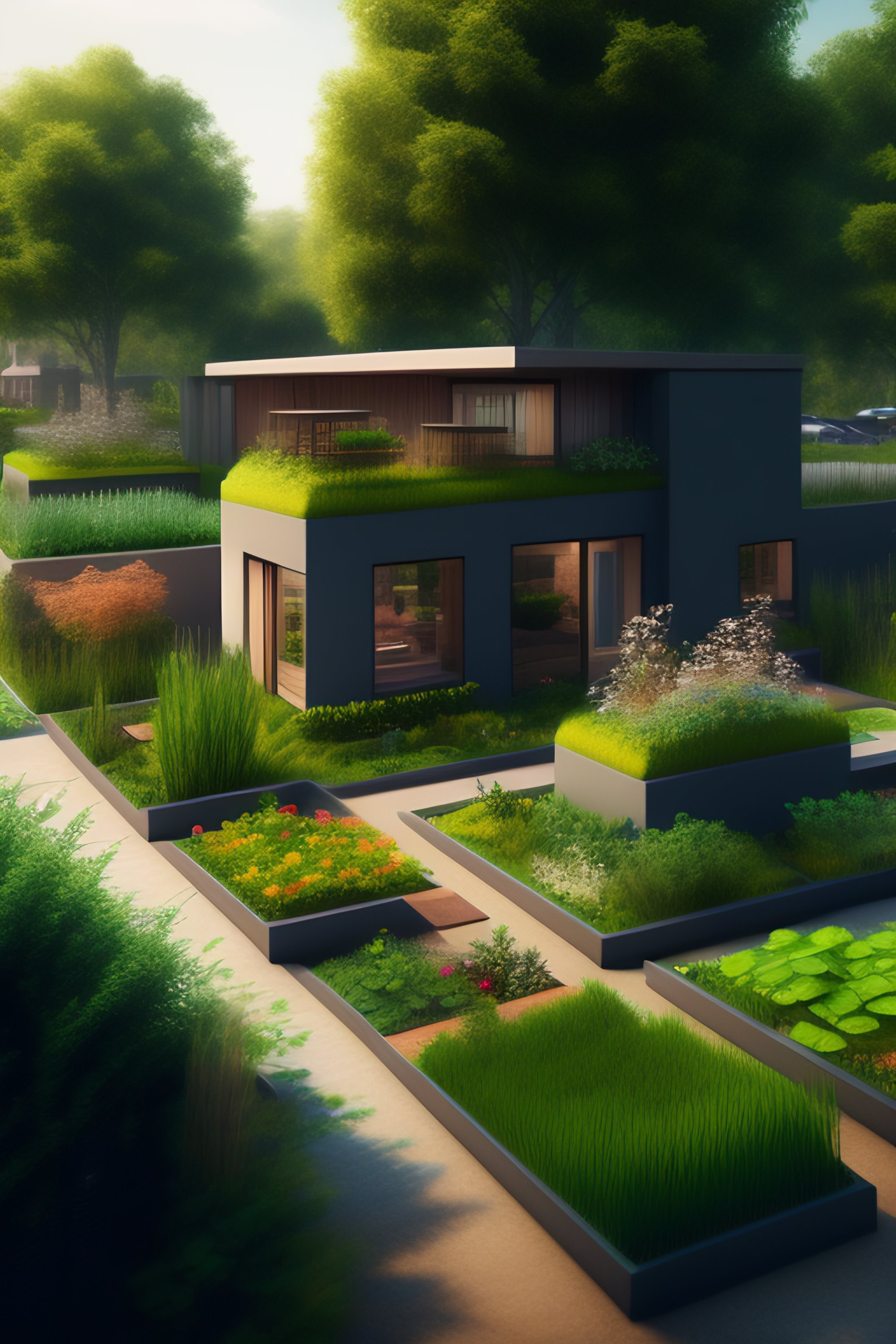 Lexica - Photosrealistic neighbourhood natural organic community garden ...
