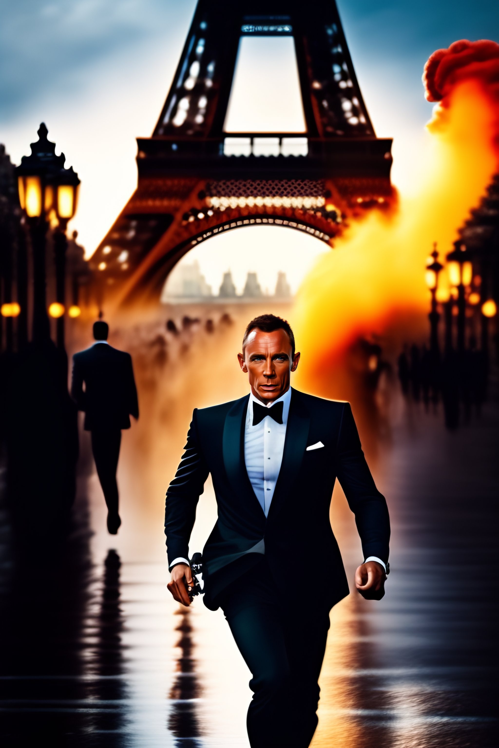 Lexica - James Bond, Danial Graig running away from exploding Eiffel ...