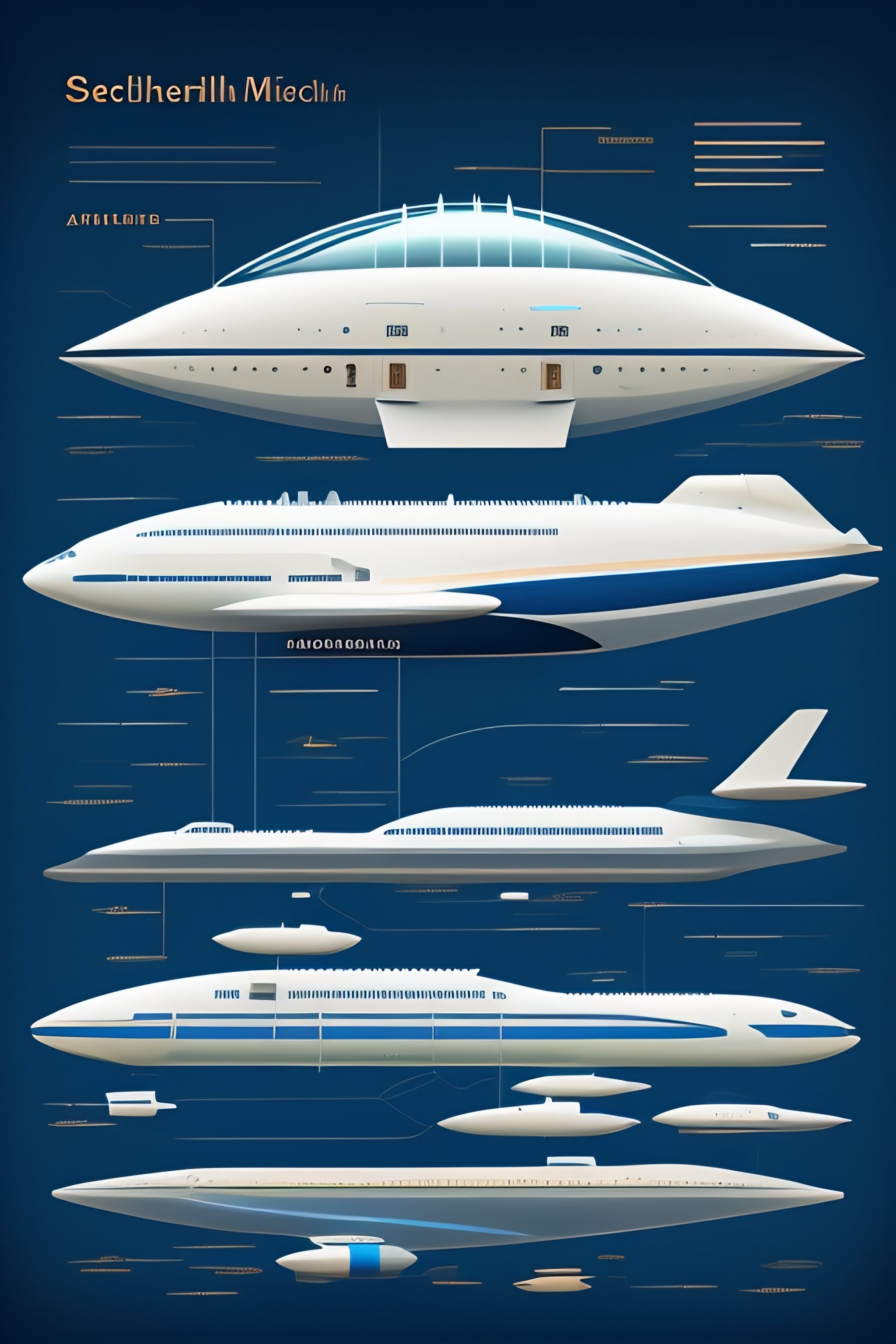 Lexica - Detailed schematics of a futuristic machine, text labels ...