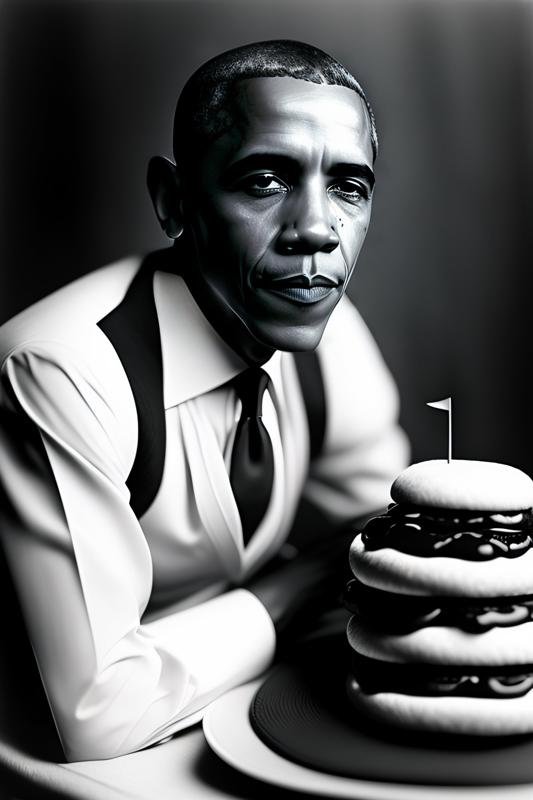 Lexica - Barack obama, 1920s, wearing four hats, eating hot dog