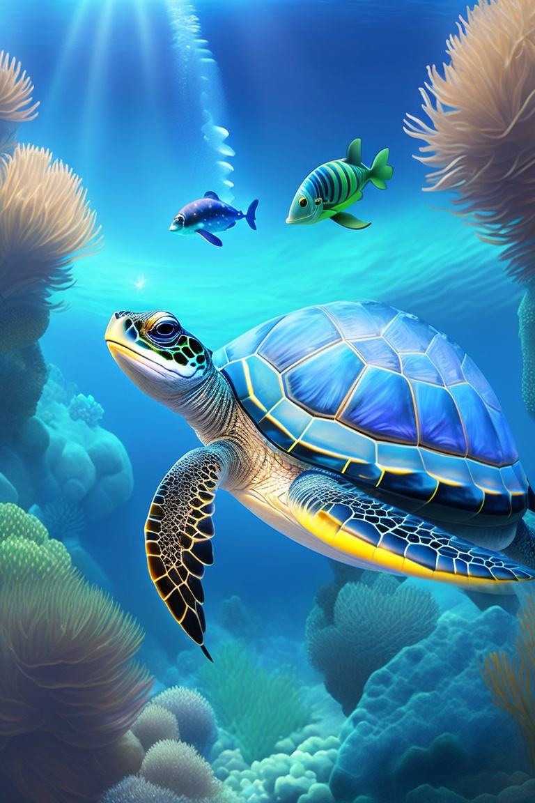 Lexica - Every day, Tommy would watch the bigger turtles swim around the reef and explore the ...