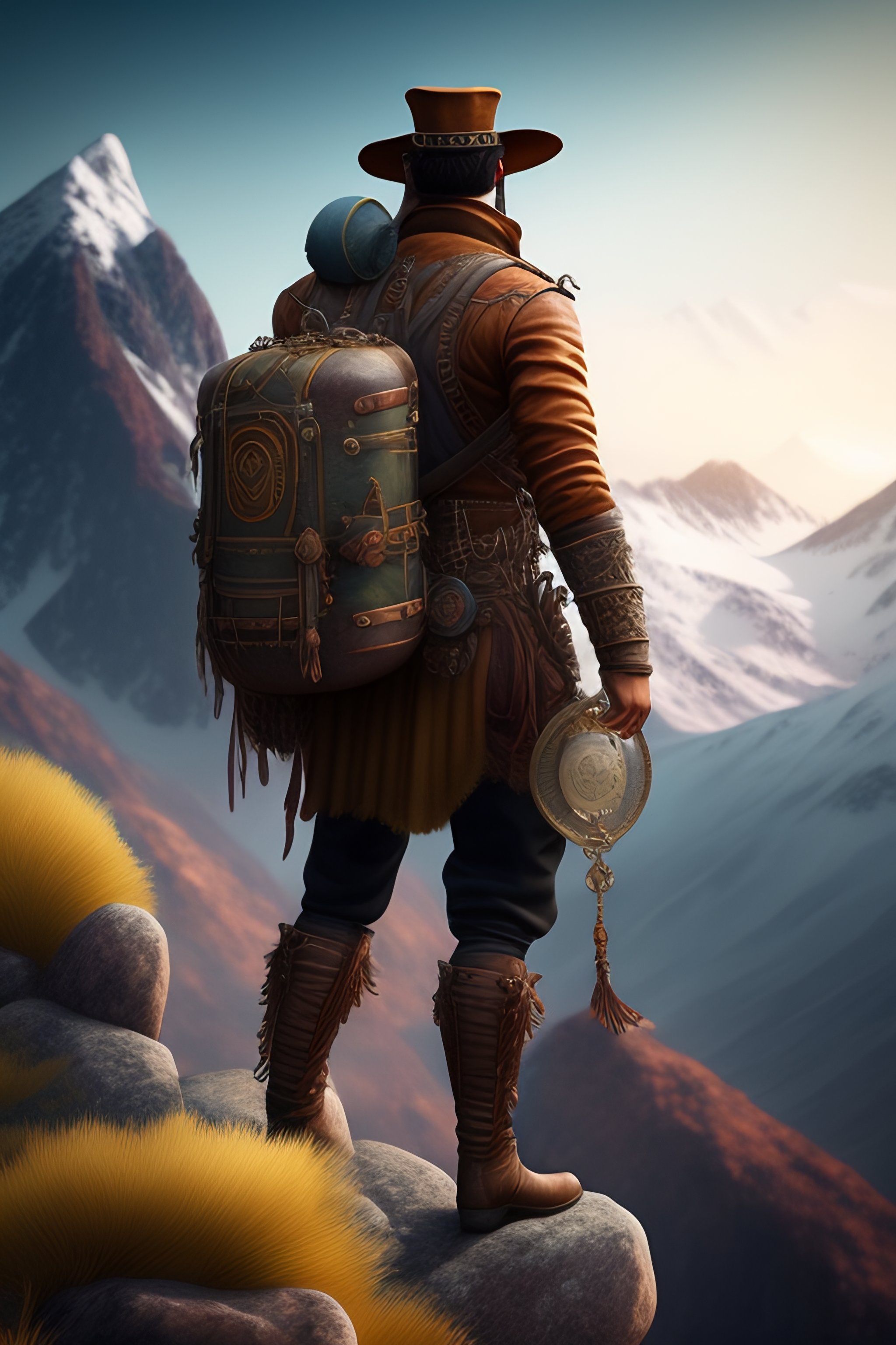 Lexica - Realistic steampunk mountain climber