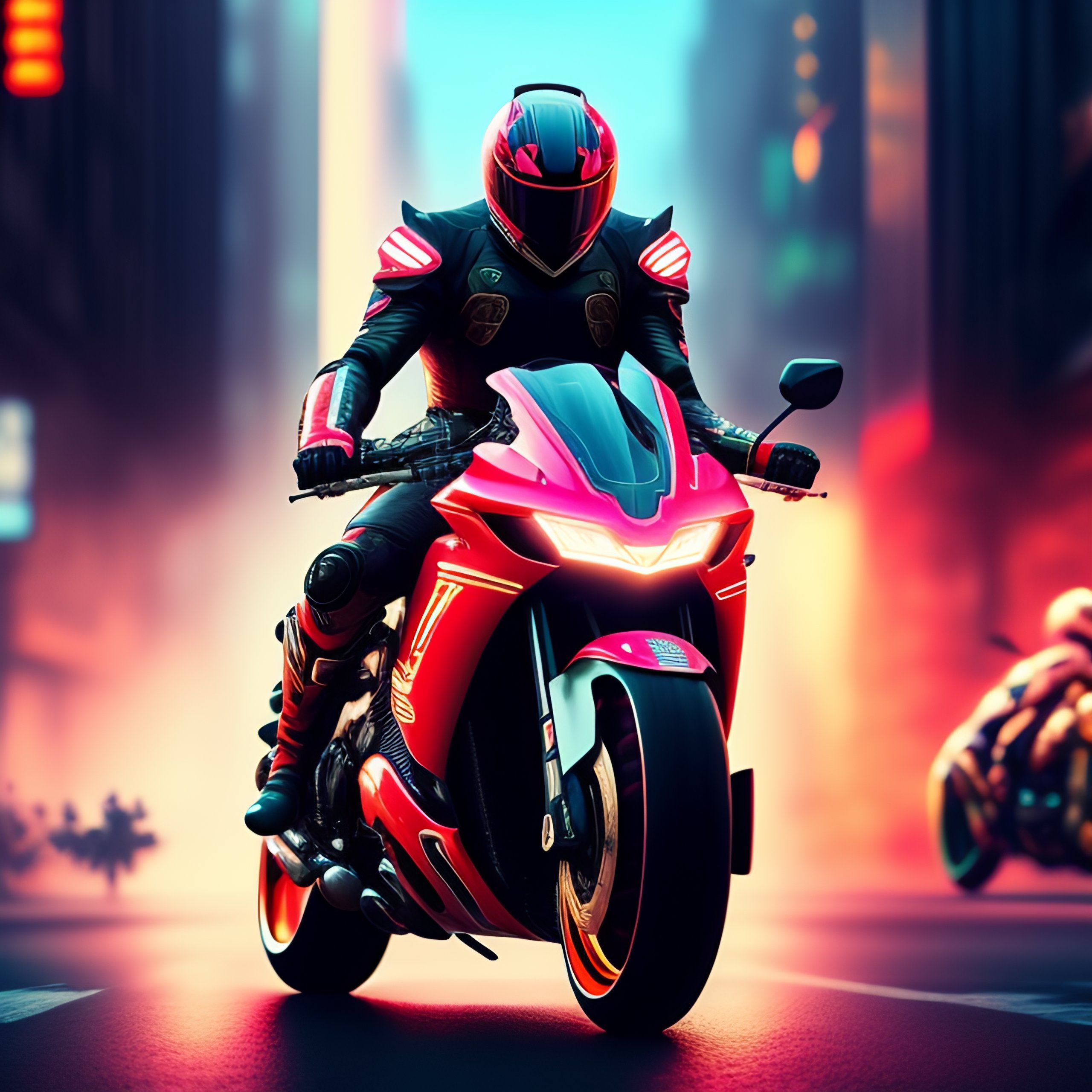 Lexica - A Kamen Rider wearing a full-body tech mech rides a motorcycle ...