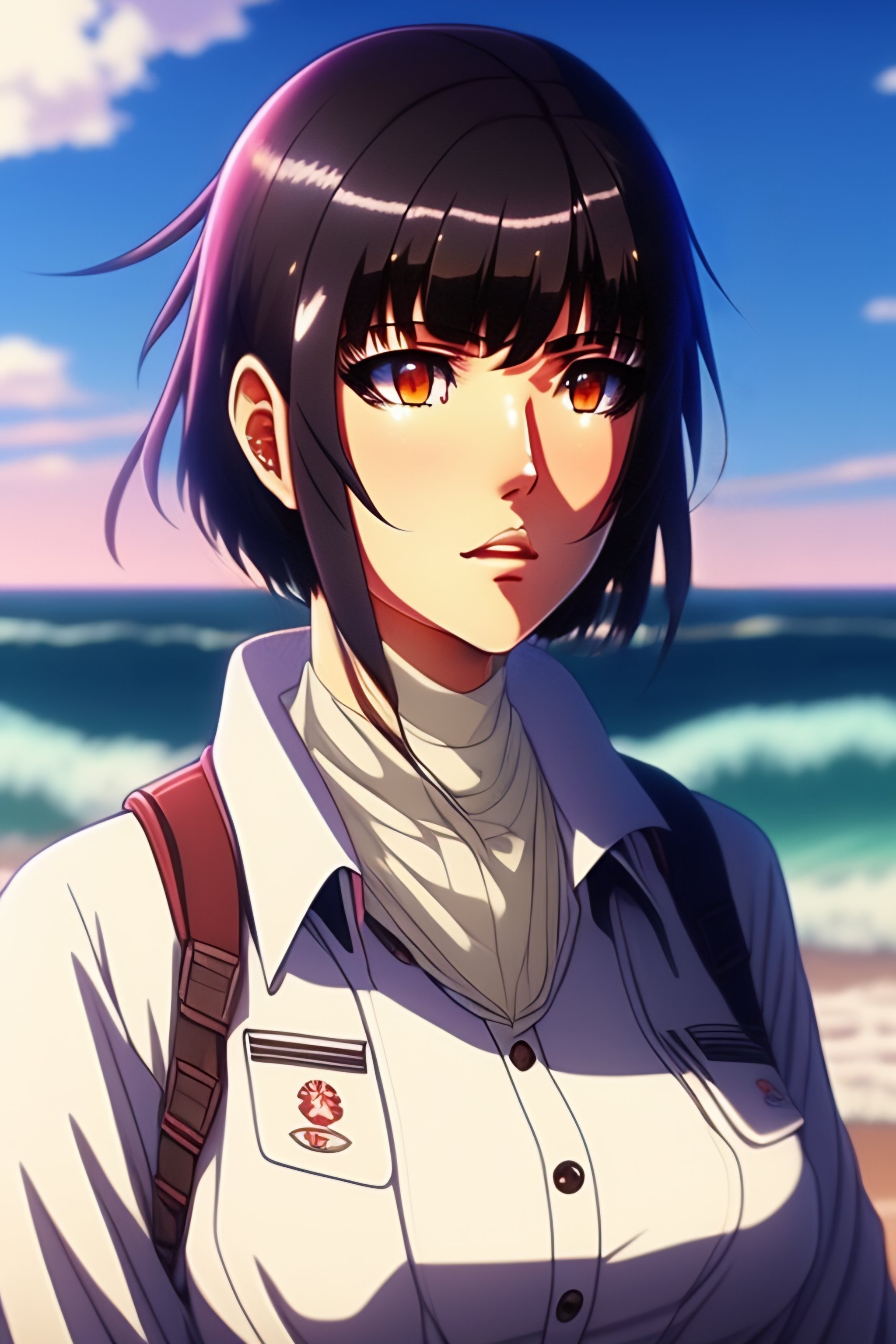 Lexica - 90s anime vintage cute shy mikasa Ackerman with shiny dark ...