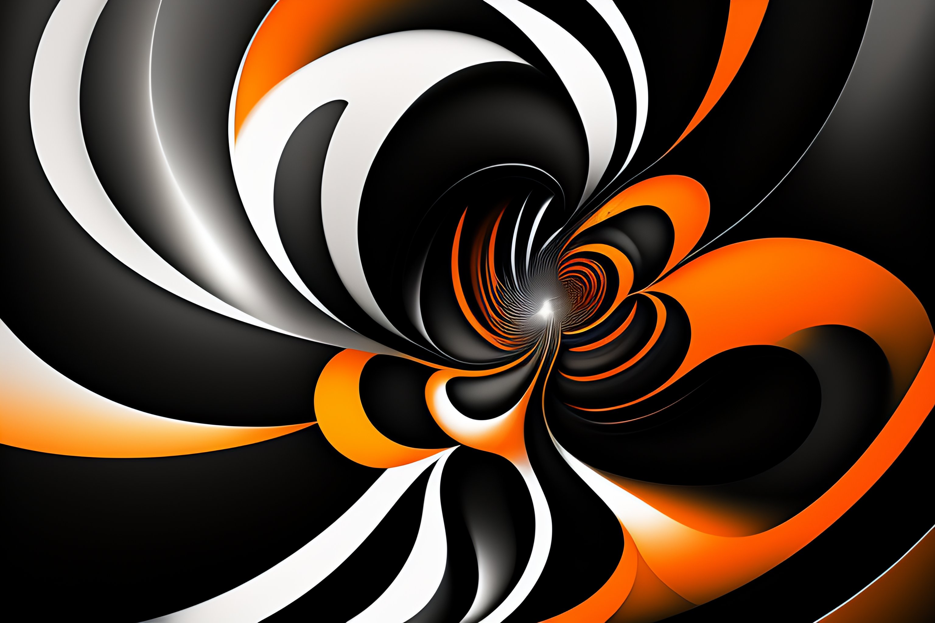 Lexica - 7D Abstract illusion black white orange design