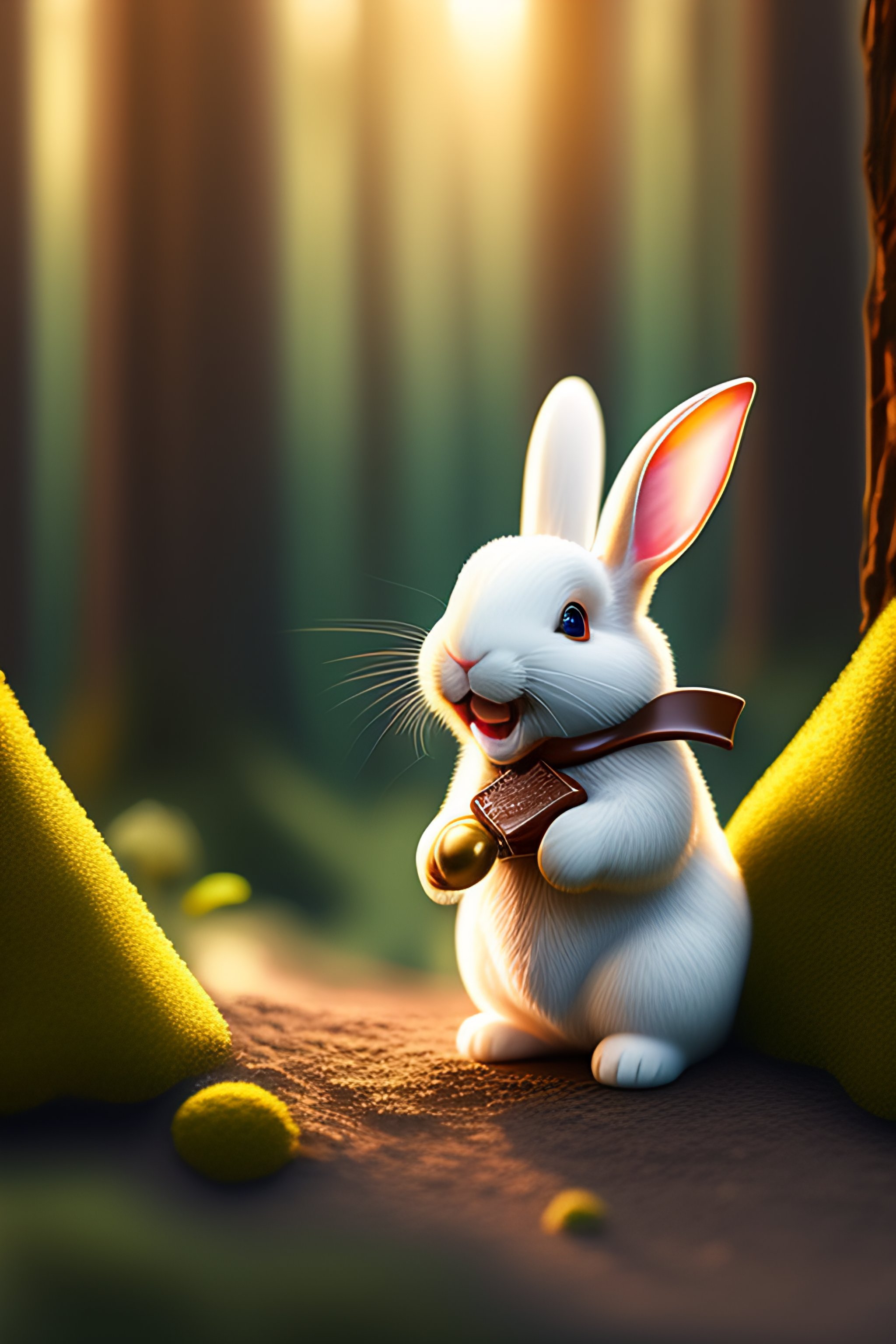 Lexica - 3d white rabbit, character, smiling, open mouth, big teeth ...