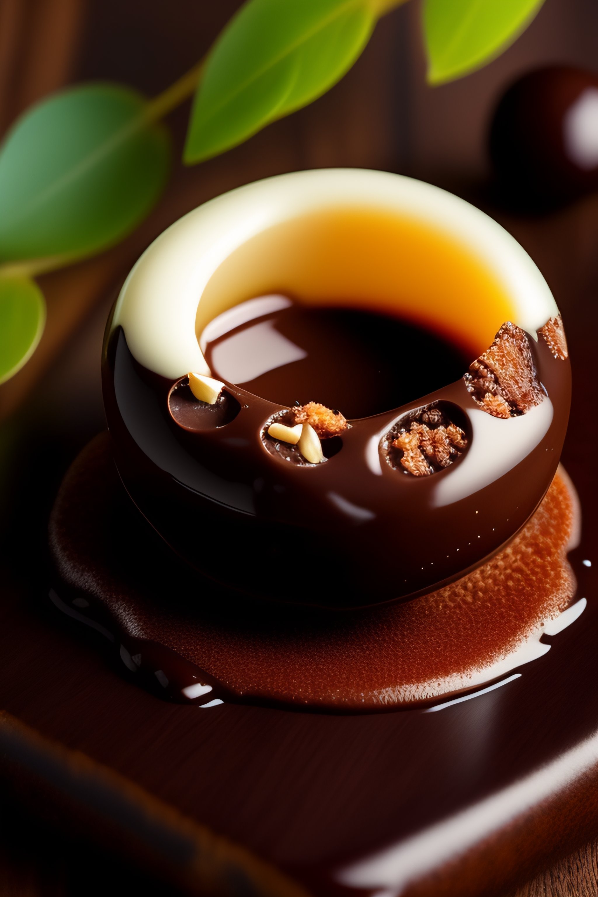 Lexica - Round, spheric praline coated with dark chocolate with a whole ...