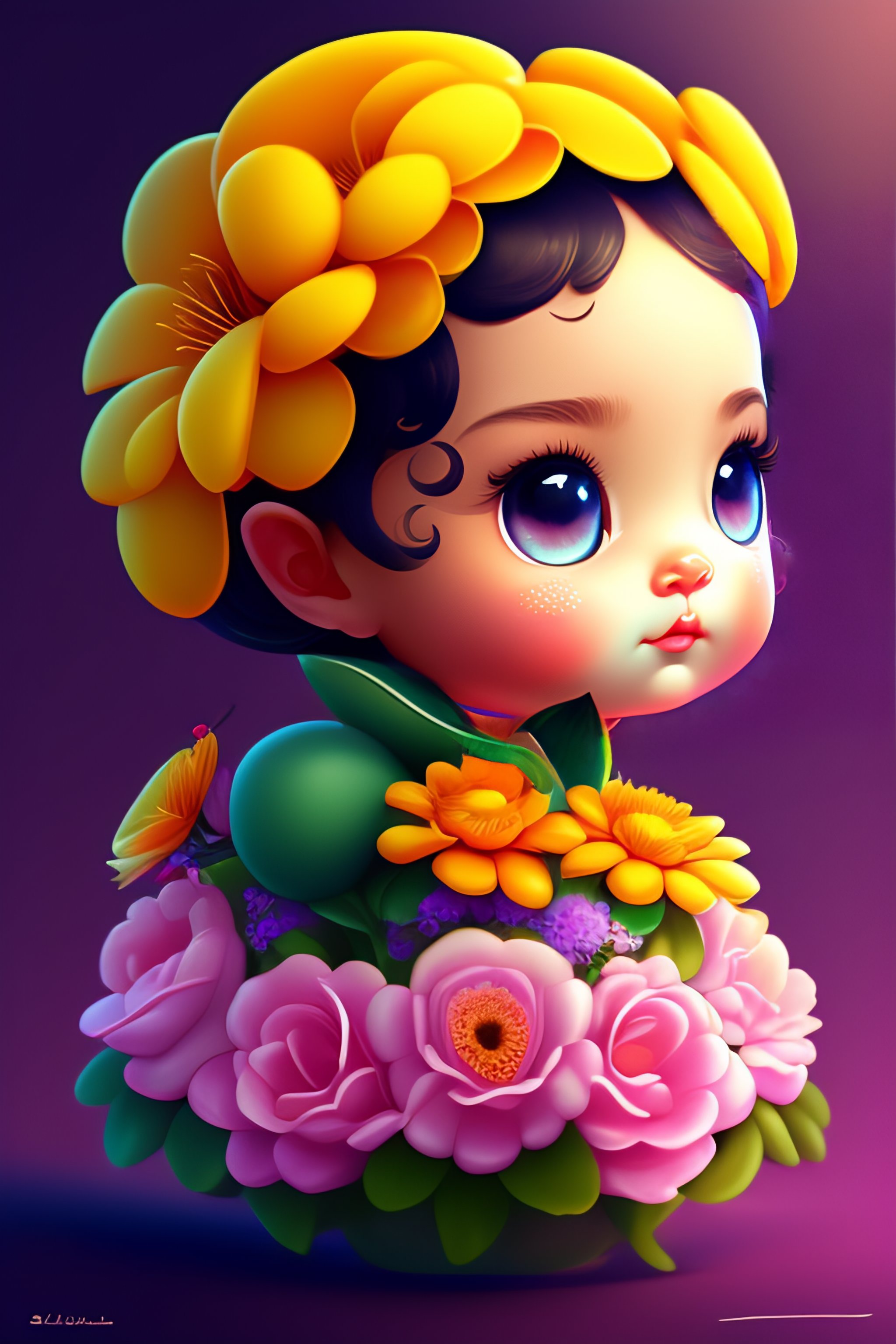 Lexica - Flowers Cute and adorable cartoon it baby, fantasy, dreamlike ...