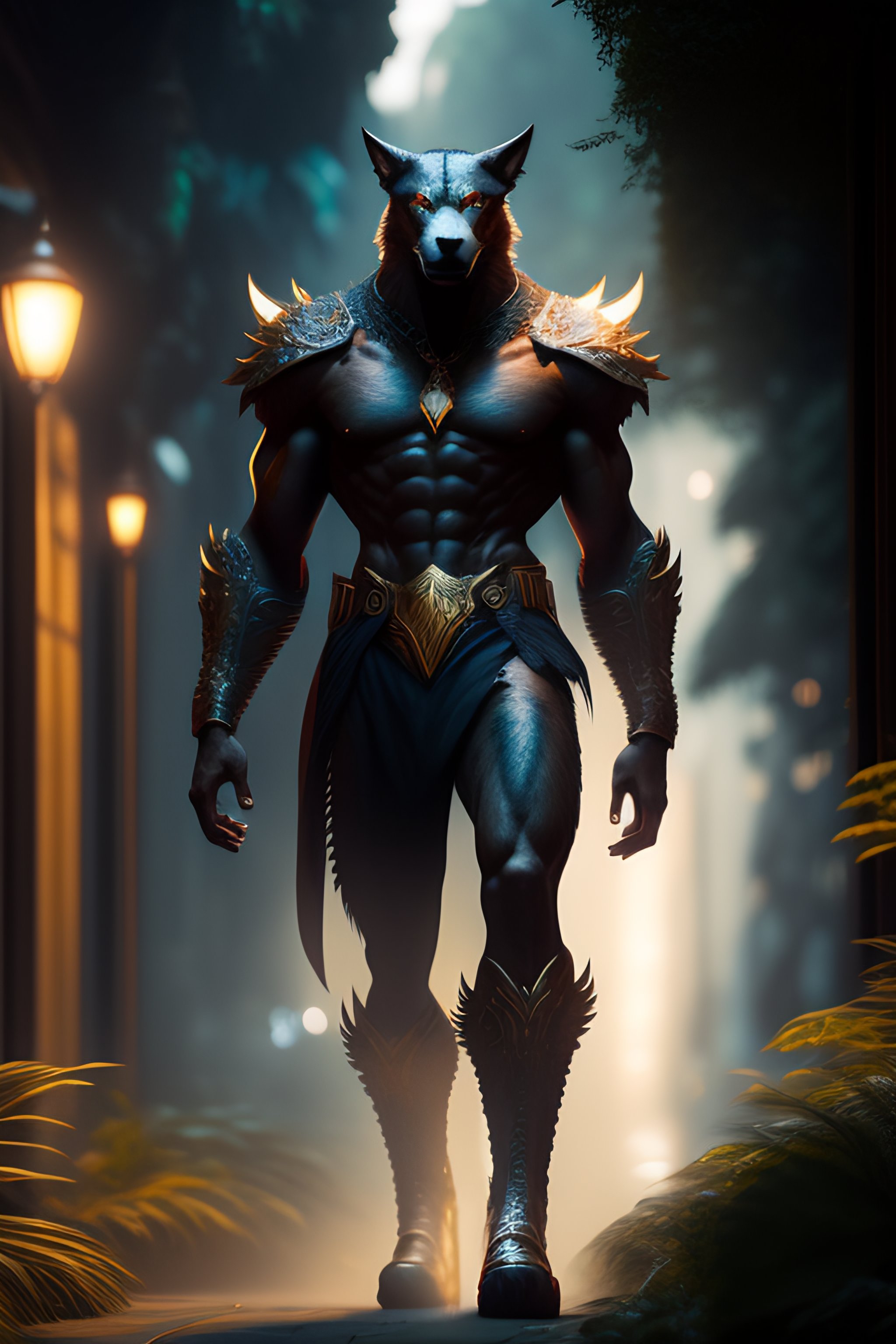 Lexica - A Werewolf walking through the streets of Rio de Janeiro in a ...