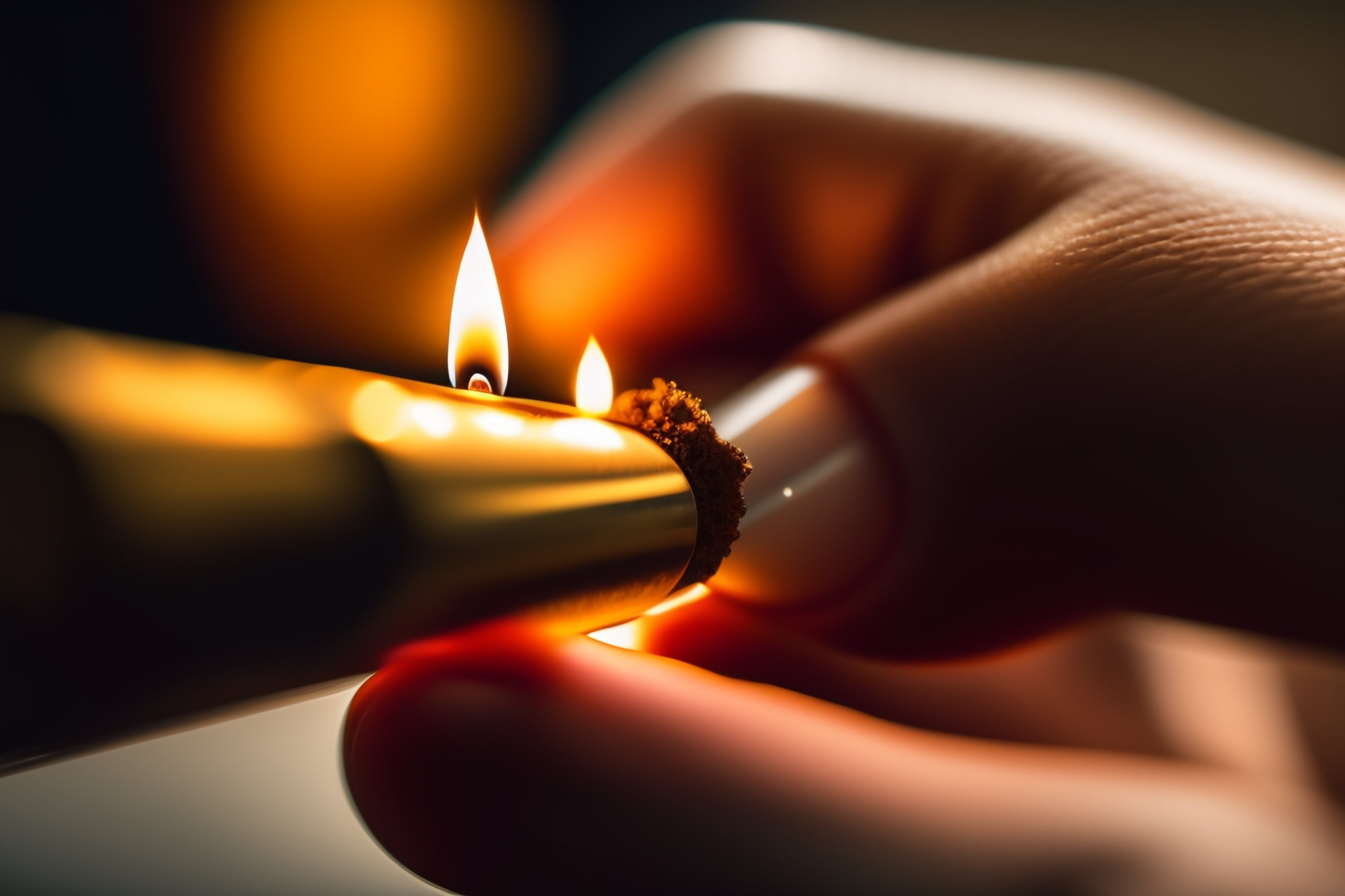 Lexica - Hand lighting a cigarrete to a woman with a lighter, close up