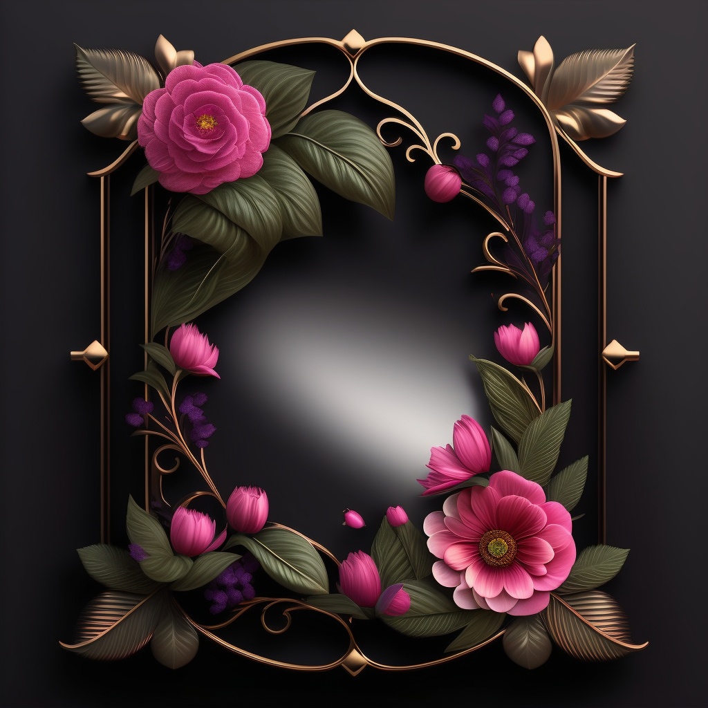 Lexica - "Create a feminine, dark floral ,design 2d frame using a black ...