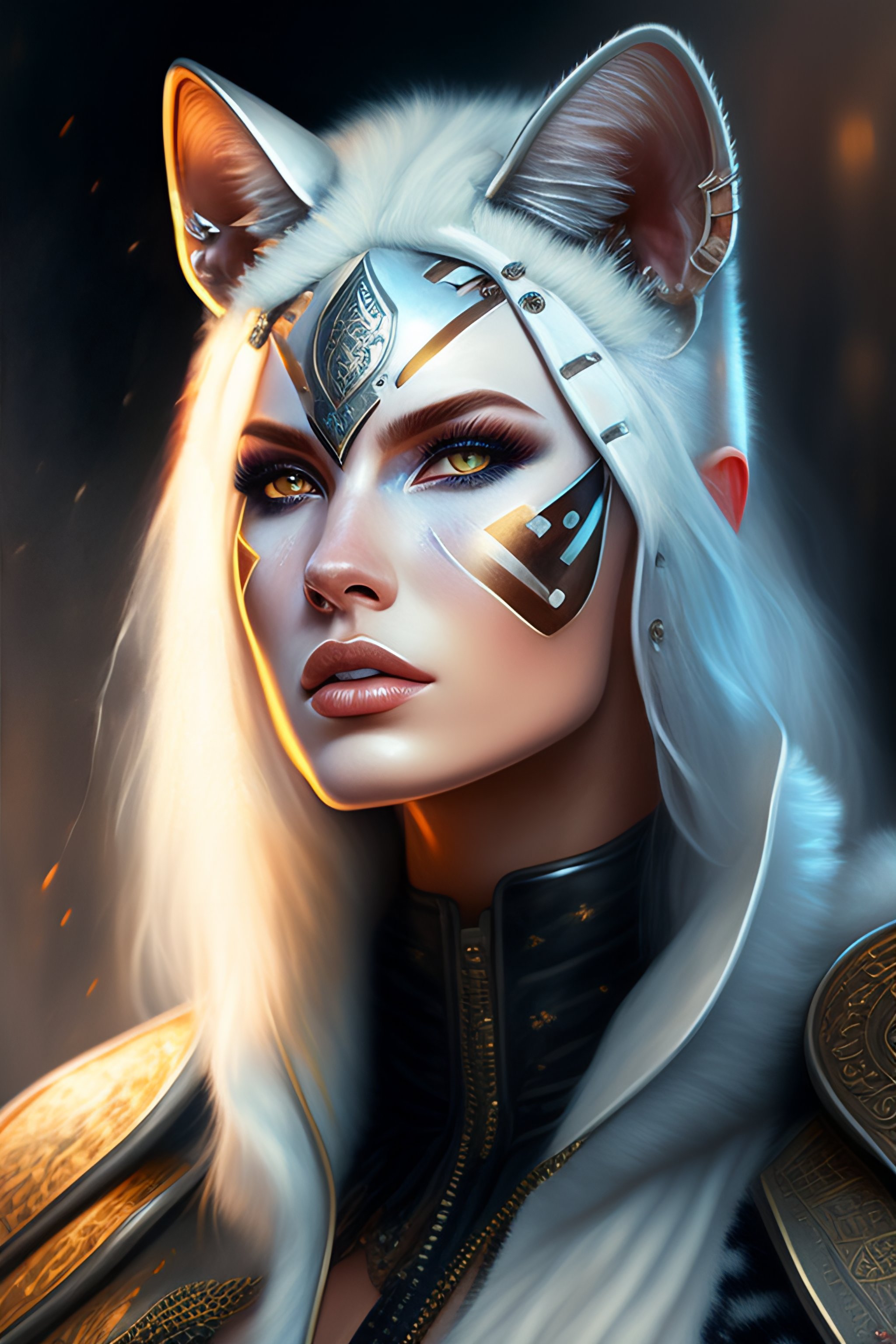 Lexica - Cute cyberpunk warrior white tiger female, mad max jacket ...