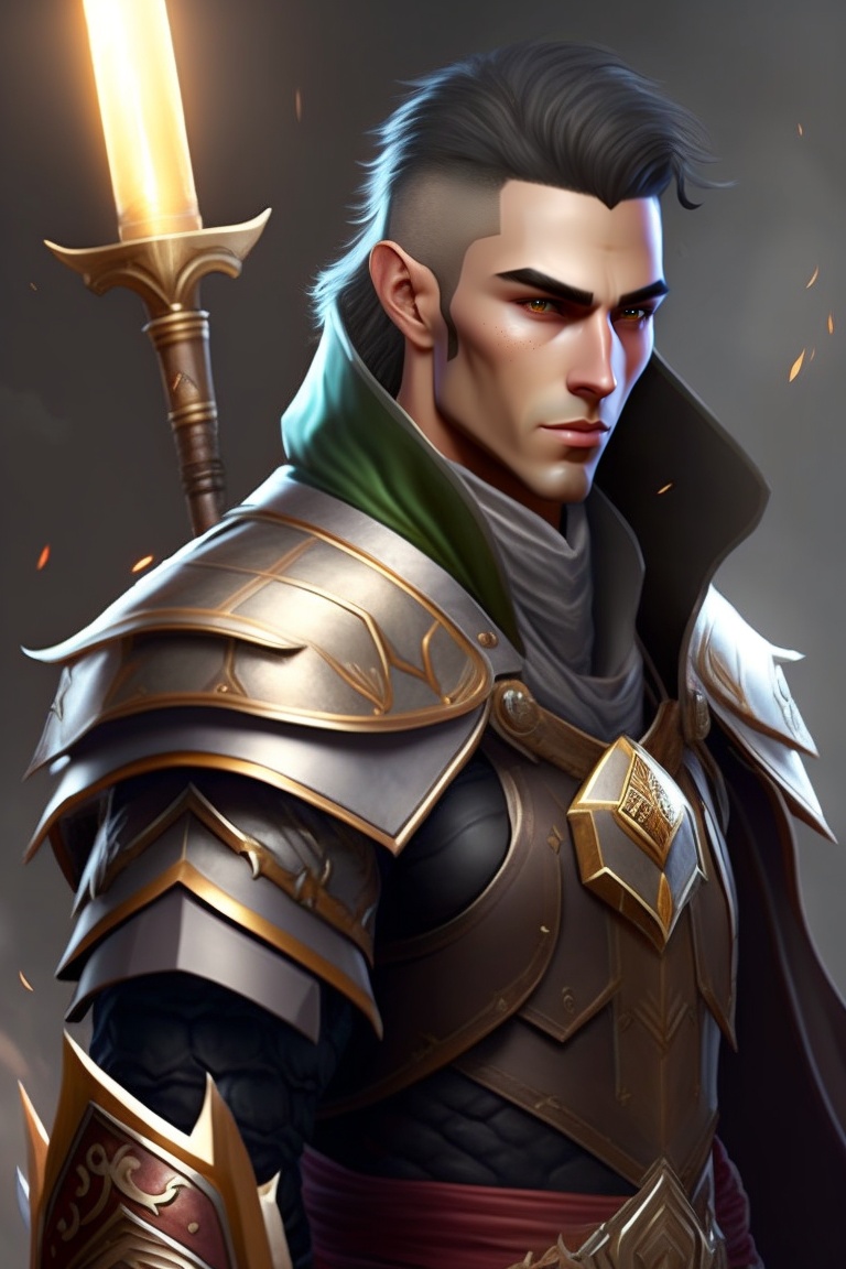 Lexica - Male Shadow elf in armor and long cloak holding a glaive ...