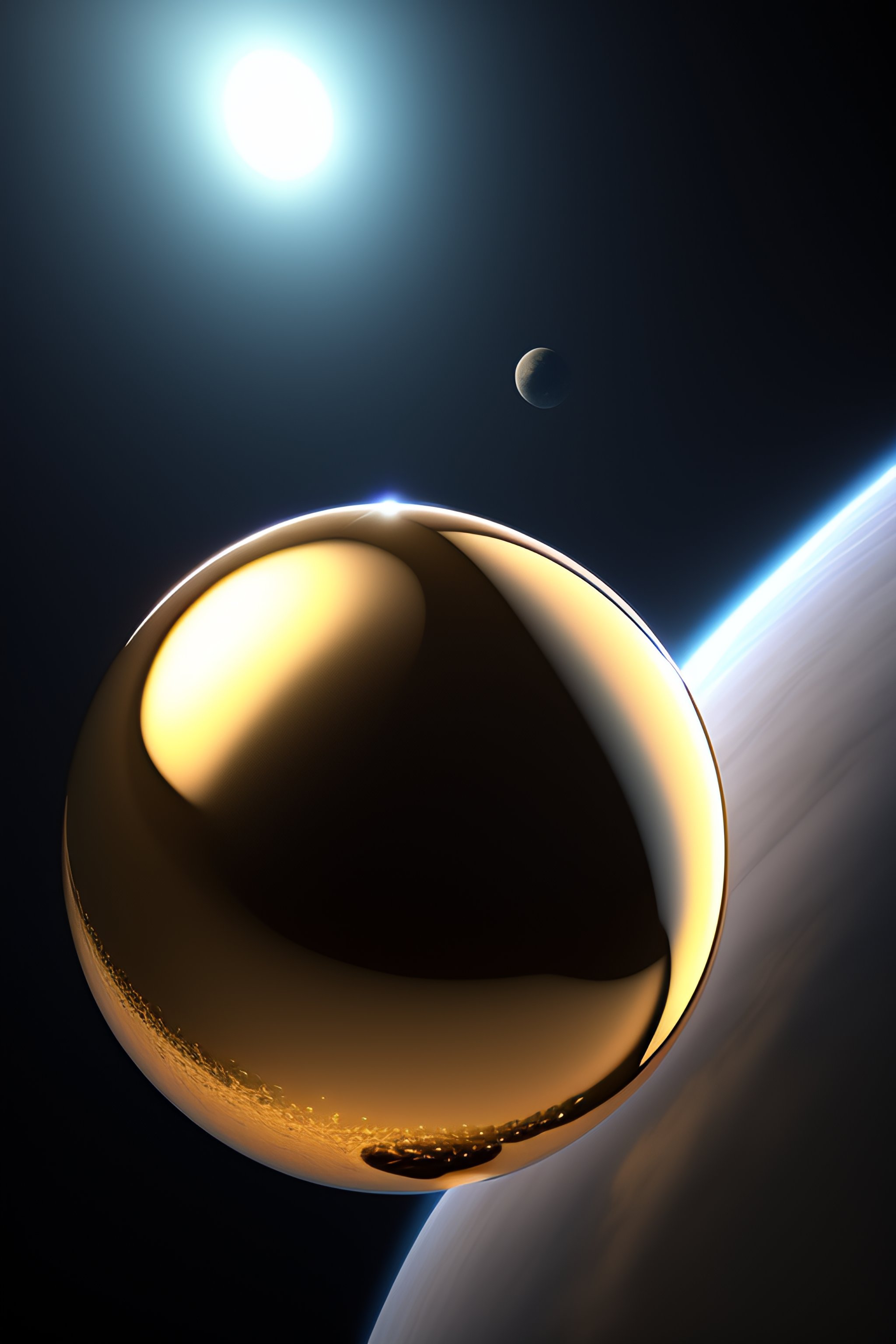 Lexica - Metallic orb in space , 4K, photorealistic