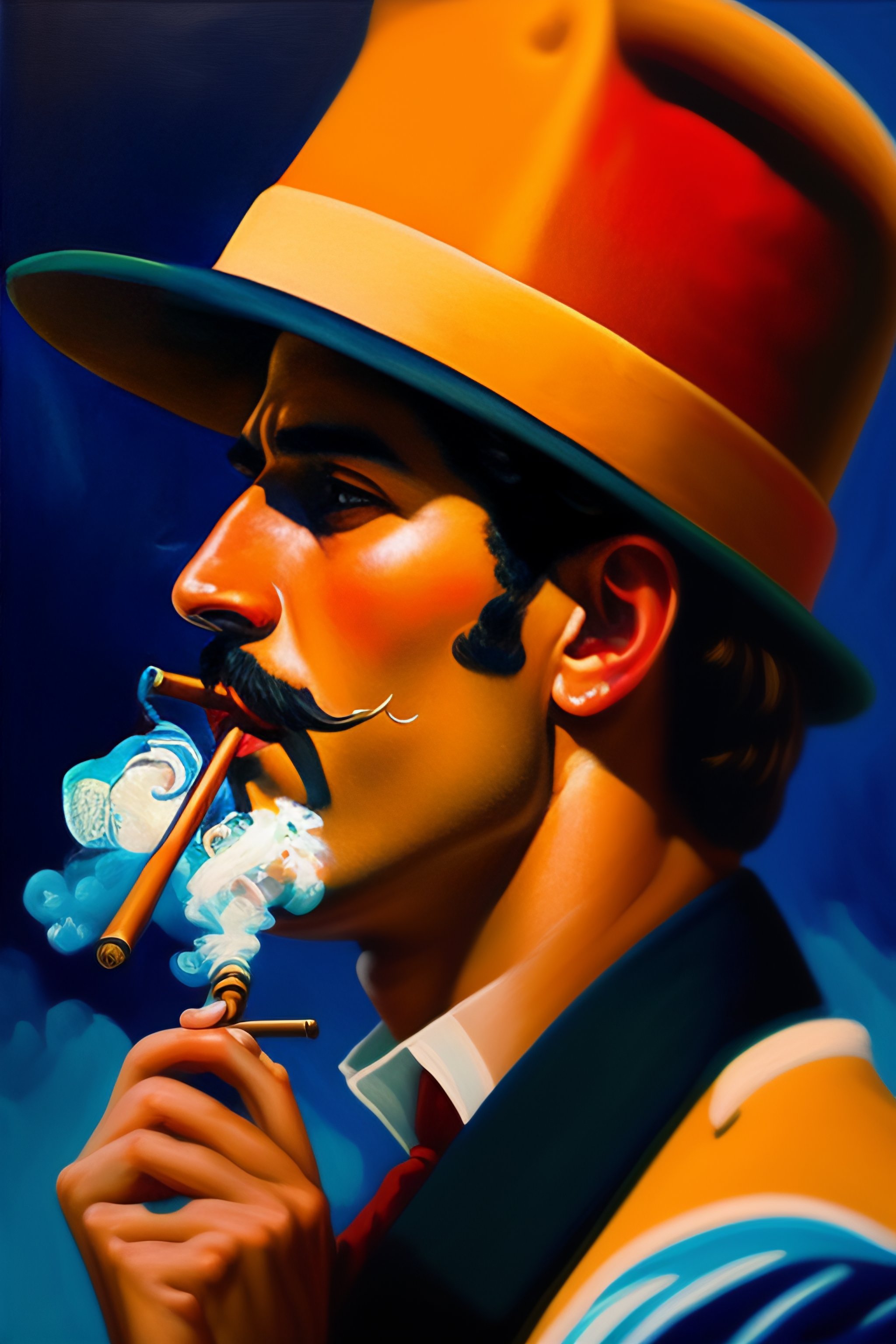 Lexica - Create an expressionist painting of a sailor man smoking a pipe