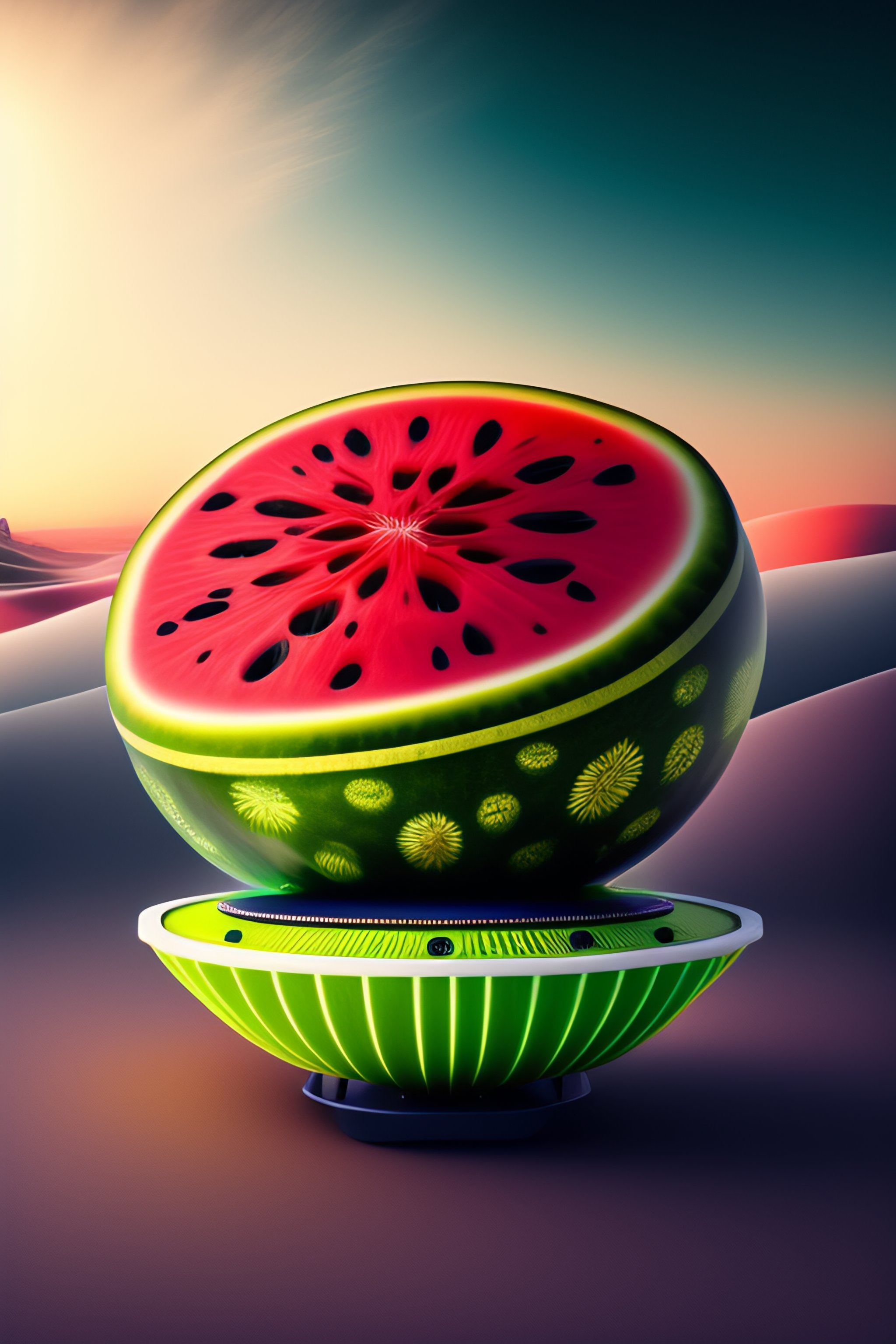 Lexica - Futuristic machine that eats watermelons