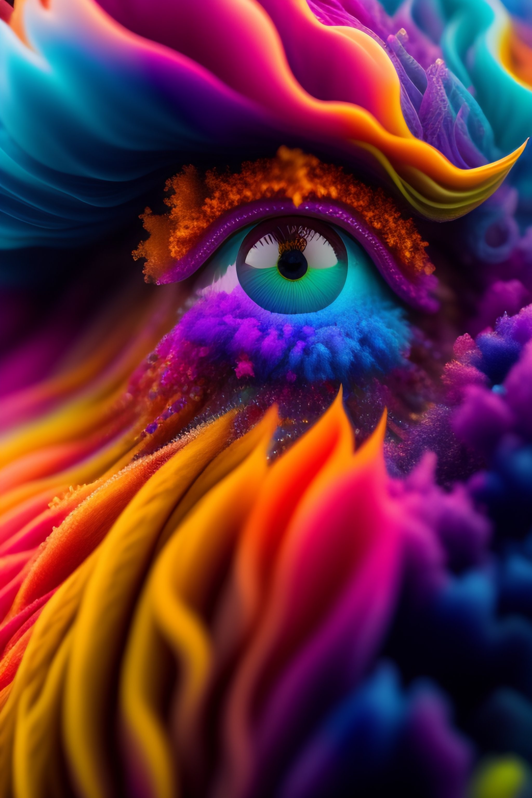 Lexica - A close-up of a colorful fluffy female monster, highly ...
