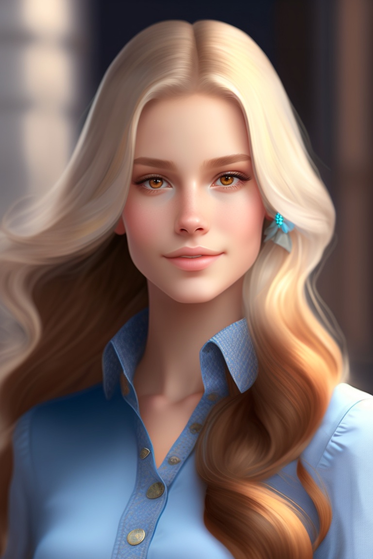 Lexica - Long blond hair, light tan, a few barely noticeable freckles ...