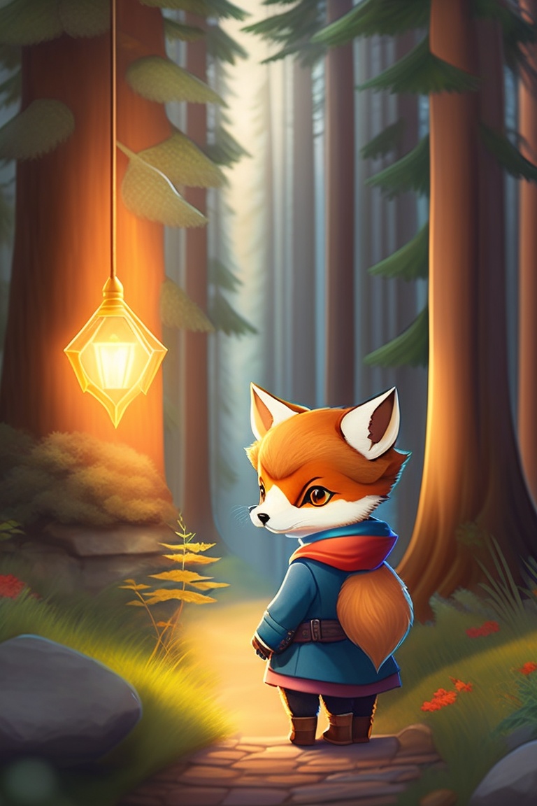 Lexica - A young boy wizard and his little fox friend nearby, cartoon ...