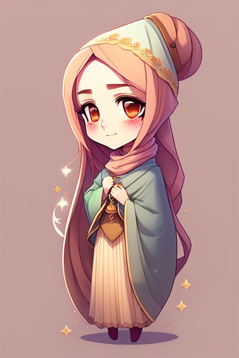 Lexica - Comfy elvish chibi goddess, hijab, Eid mubarak, tall