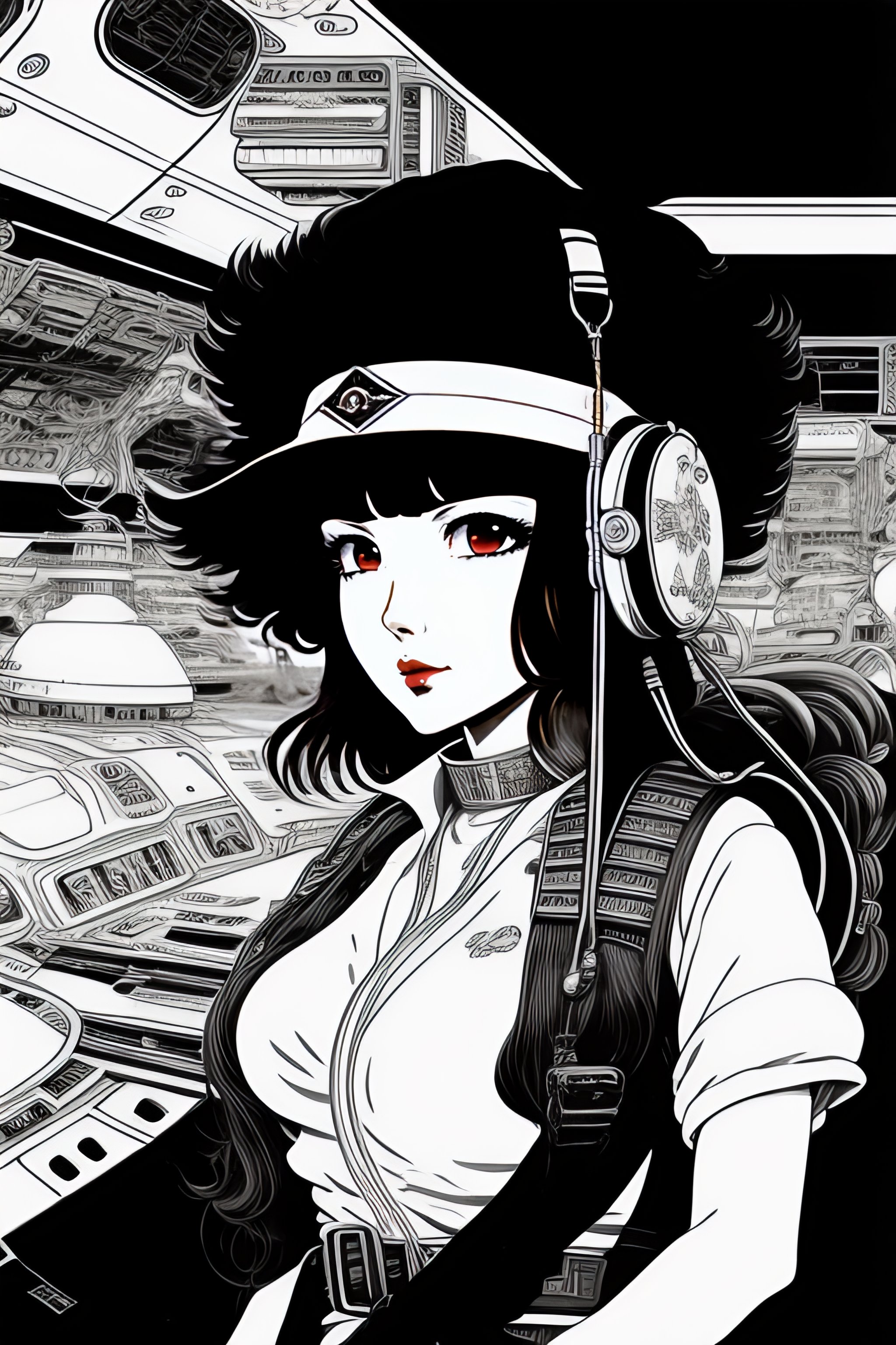 Lexica - Vintage 80's anime style. cluttered starship interior; crew ...