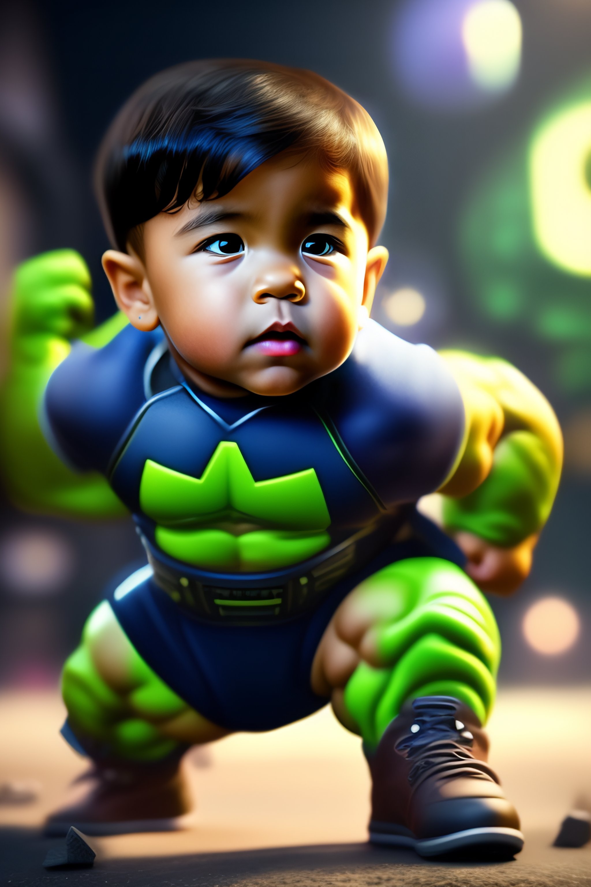 Lexica - Photorealistic muscular 6 year old Hulk in an alternate ...