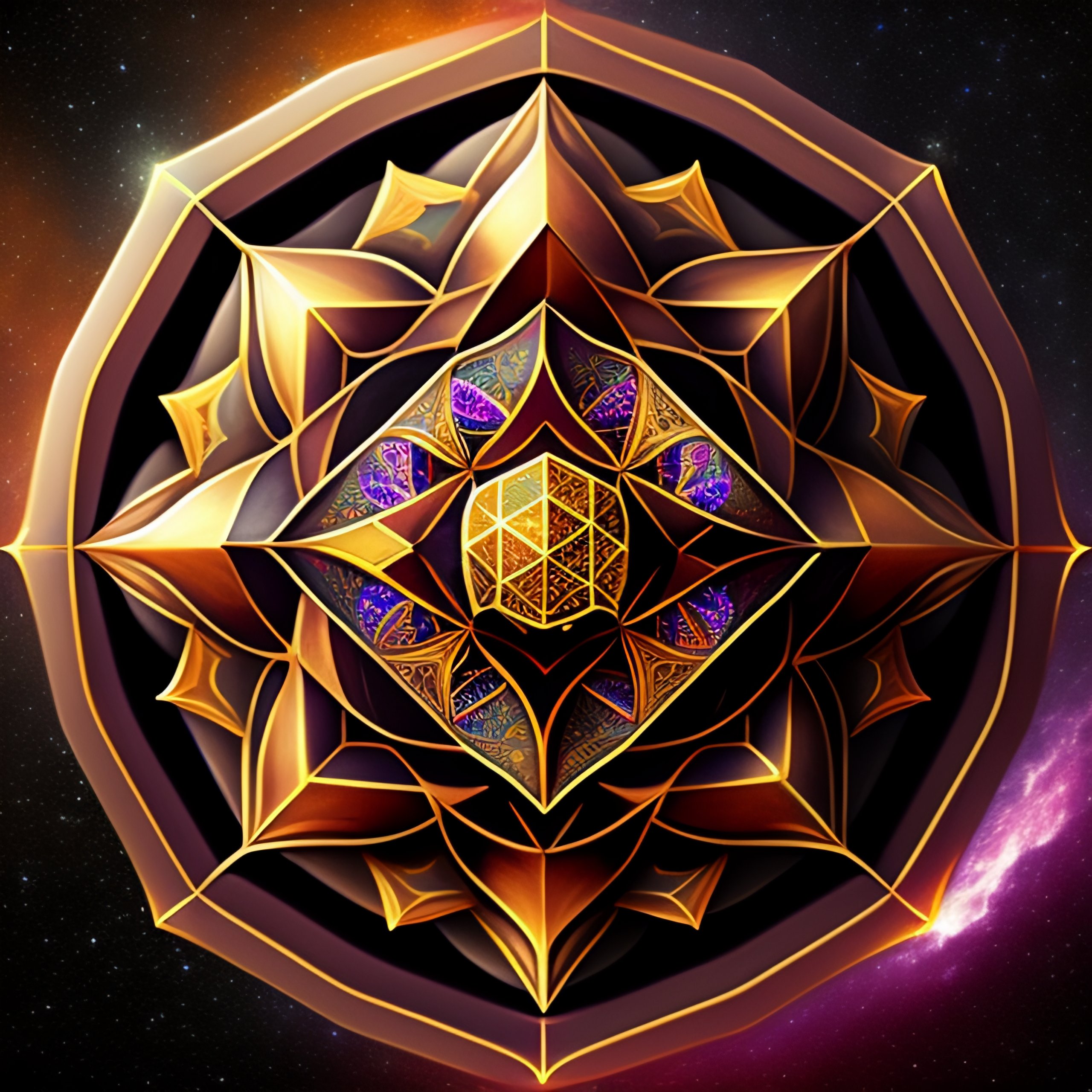 Lexica - Sacred geometry symbol with crystals jewels platonic solids