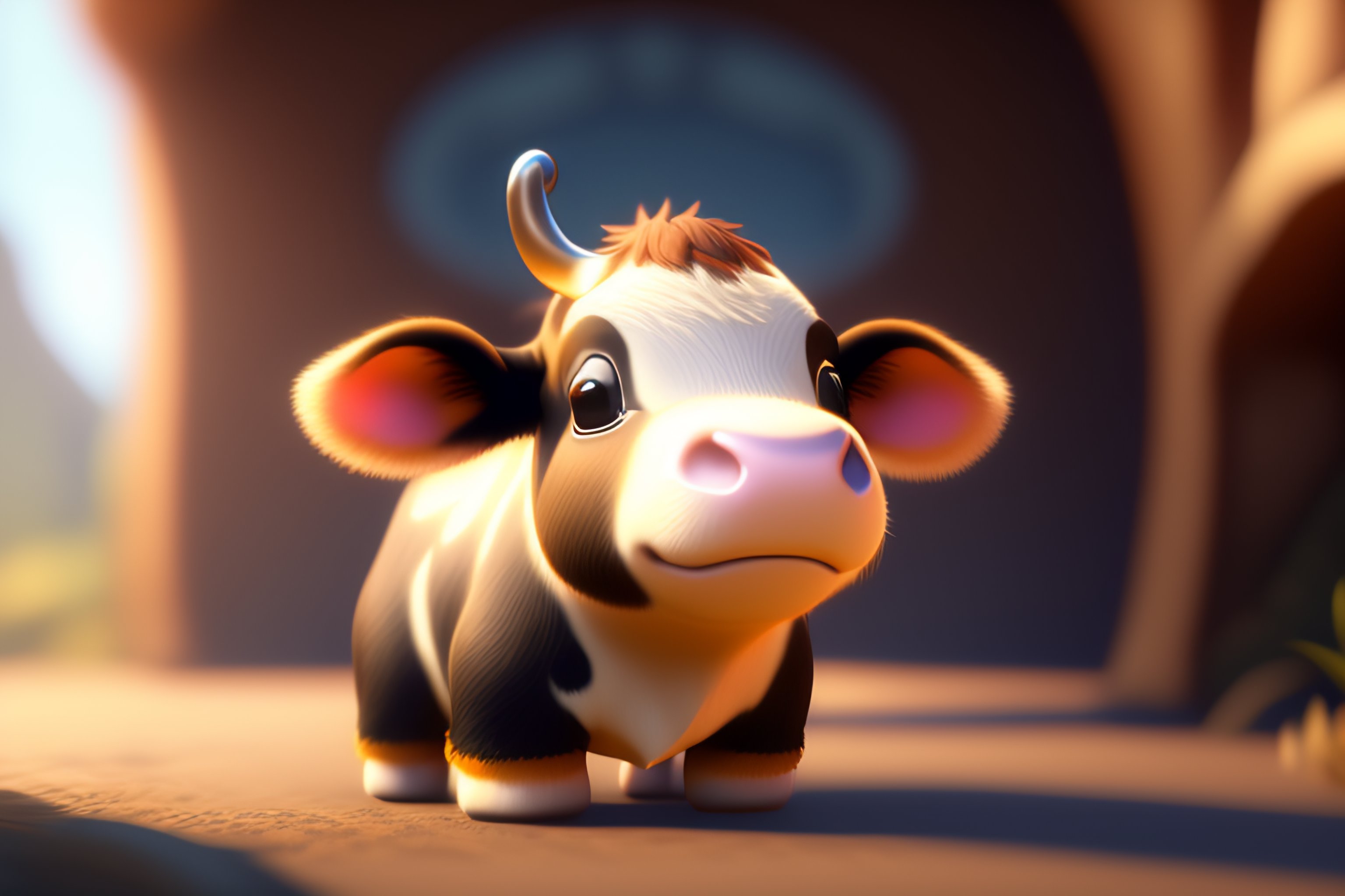 Lexica - Cute adorable little cow waving and smiling greeting me ...